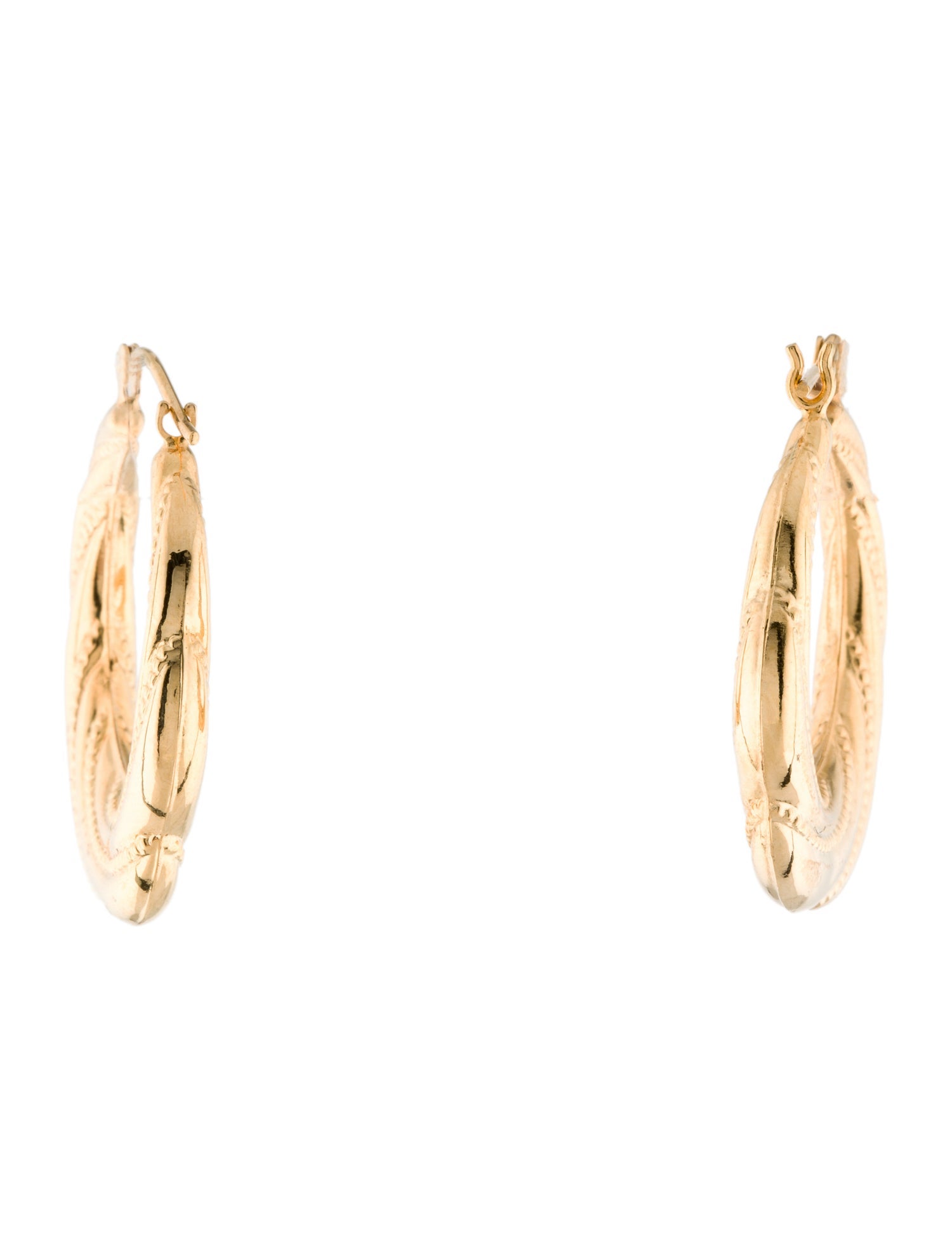 Earrings 14K Oval Hoop Earrings - 14K Yellow Gold Hoop, Earrings ...