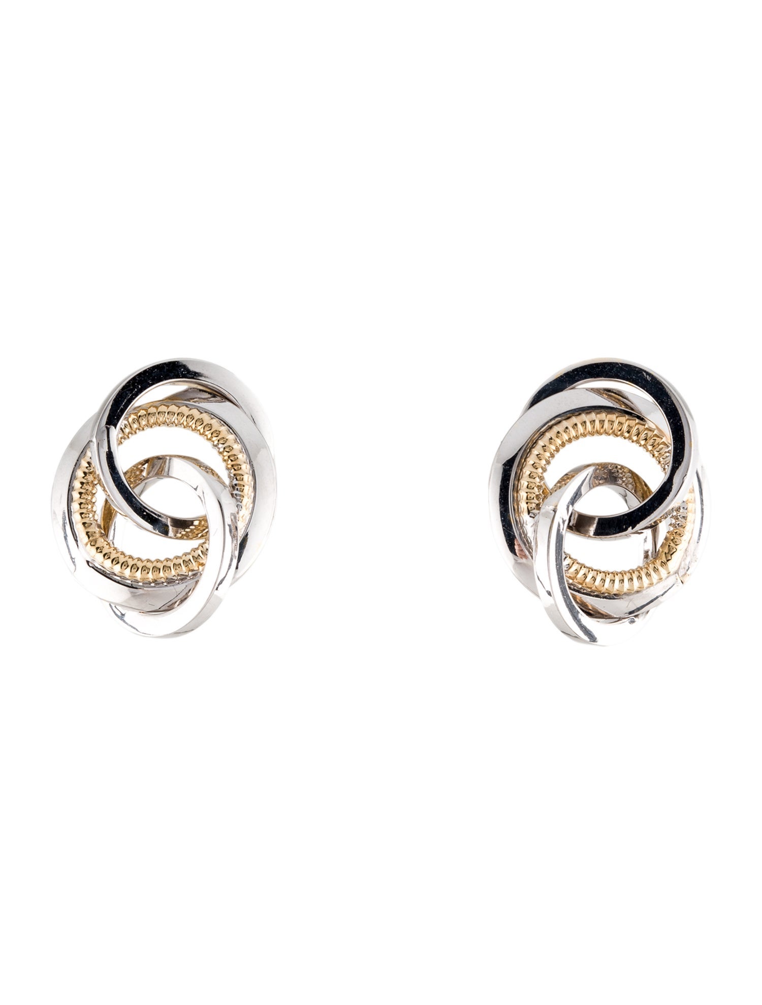 Earrings 14K Two-Tone Interlocking Circle Drop Earrings - 14K Yellow ...