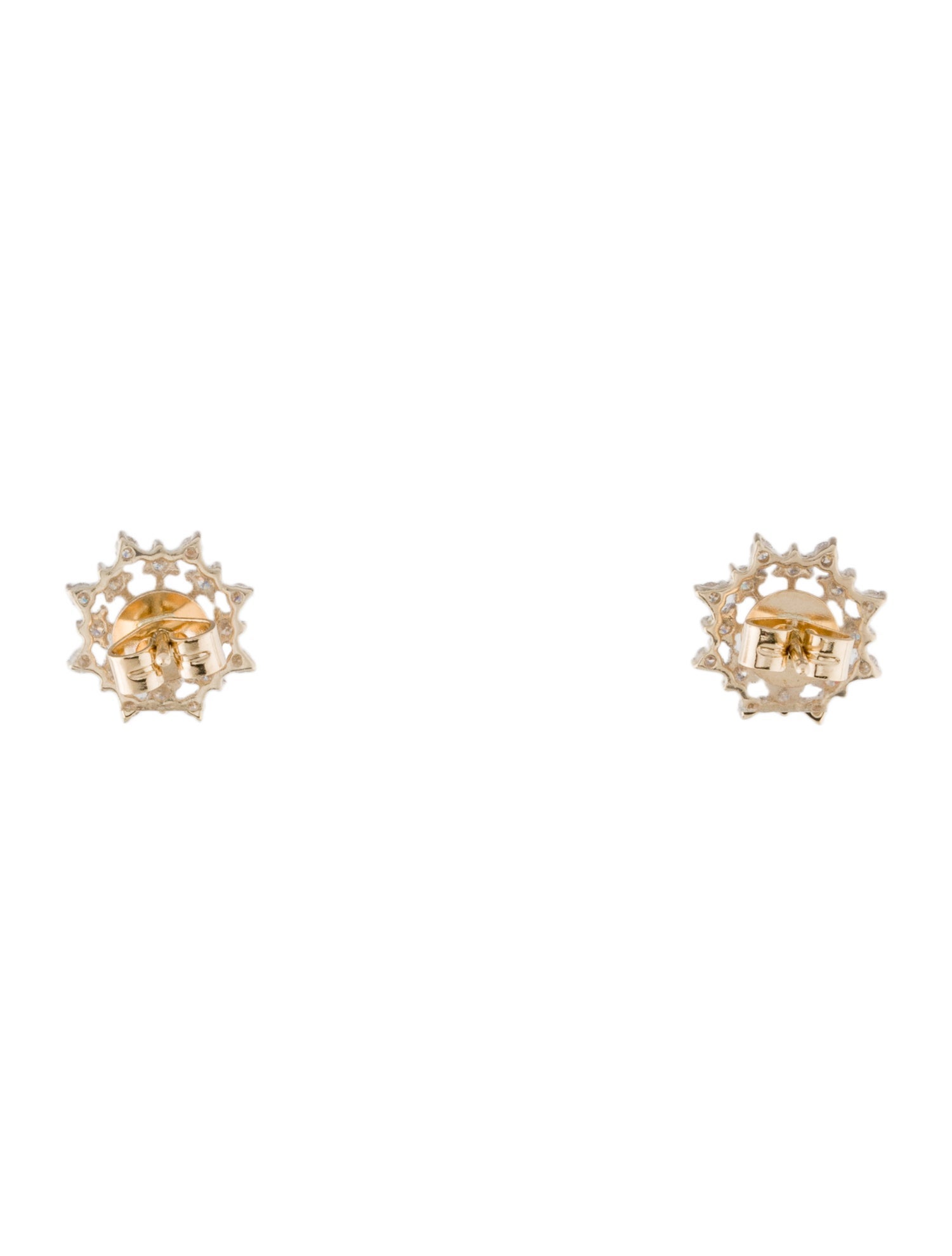 Earrings 14K Diamond Cluster Fancy Stud - 14K Yellow Gold Stud ...