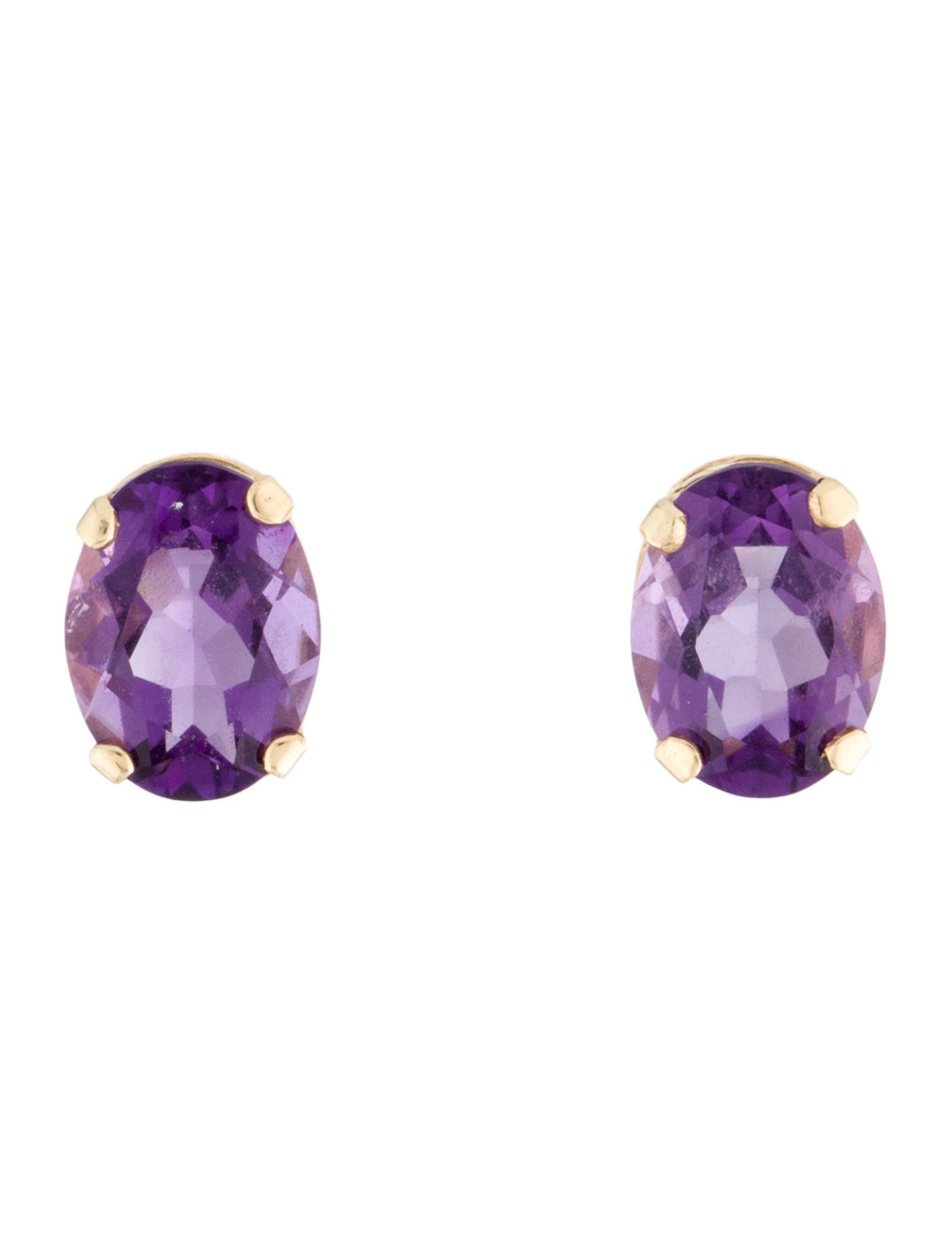 Earrings 14K Amethyst Stud Earrings - 14K Yellow Gold Stud, Earrings ...