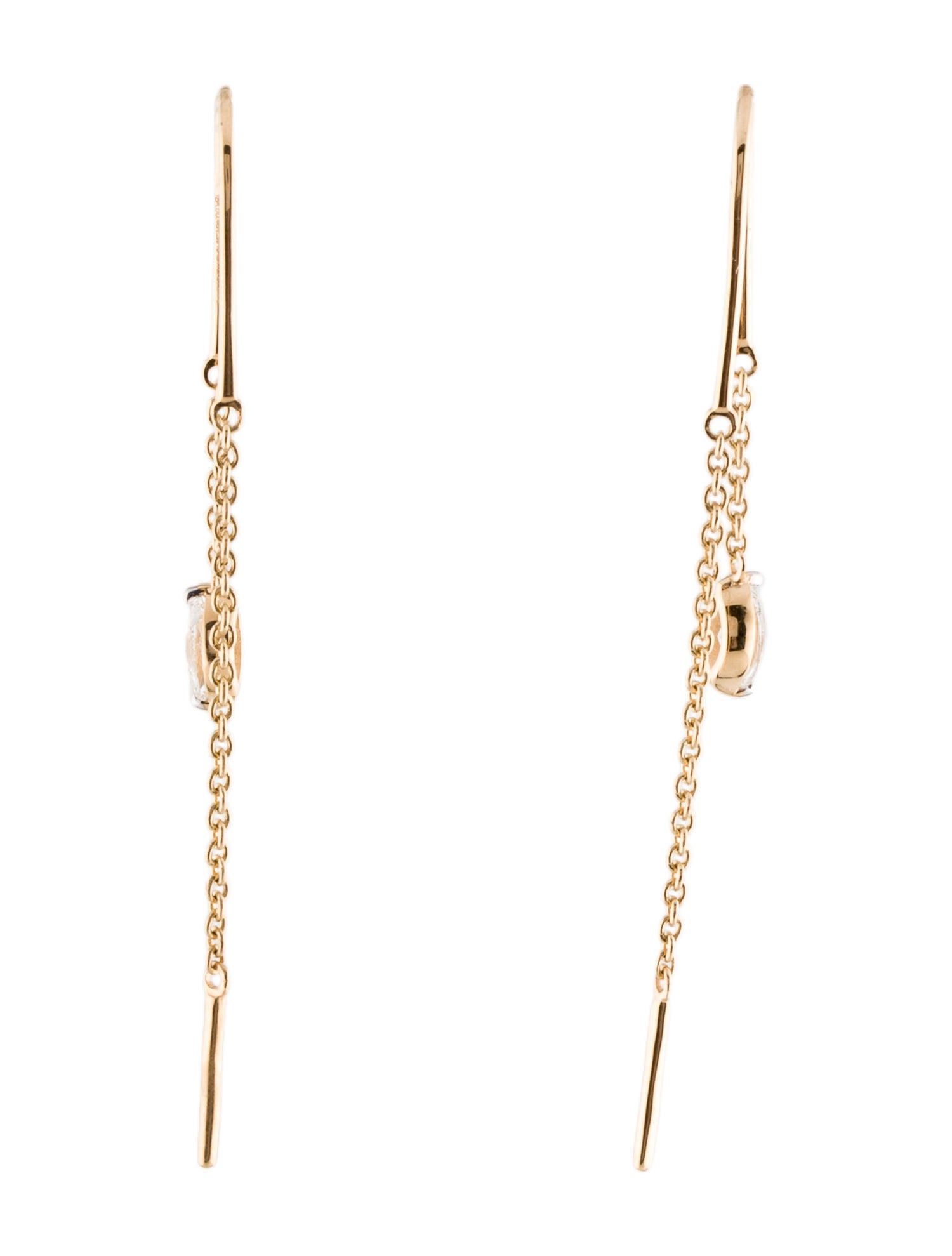 Earrings 18K Diamond Threader Drop Earrings - 18K Yellow Gold Drop ...