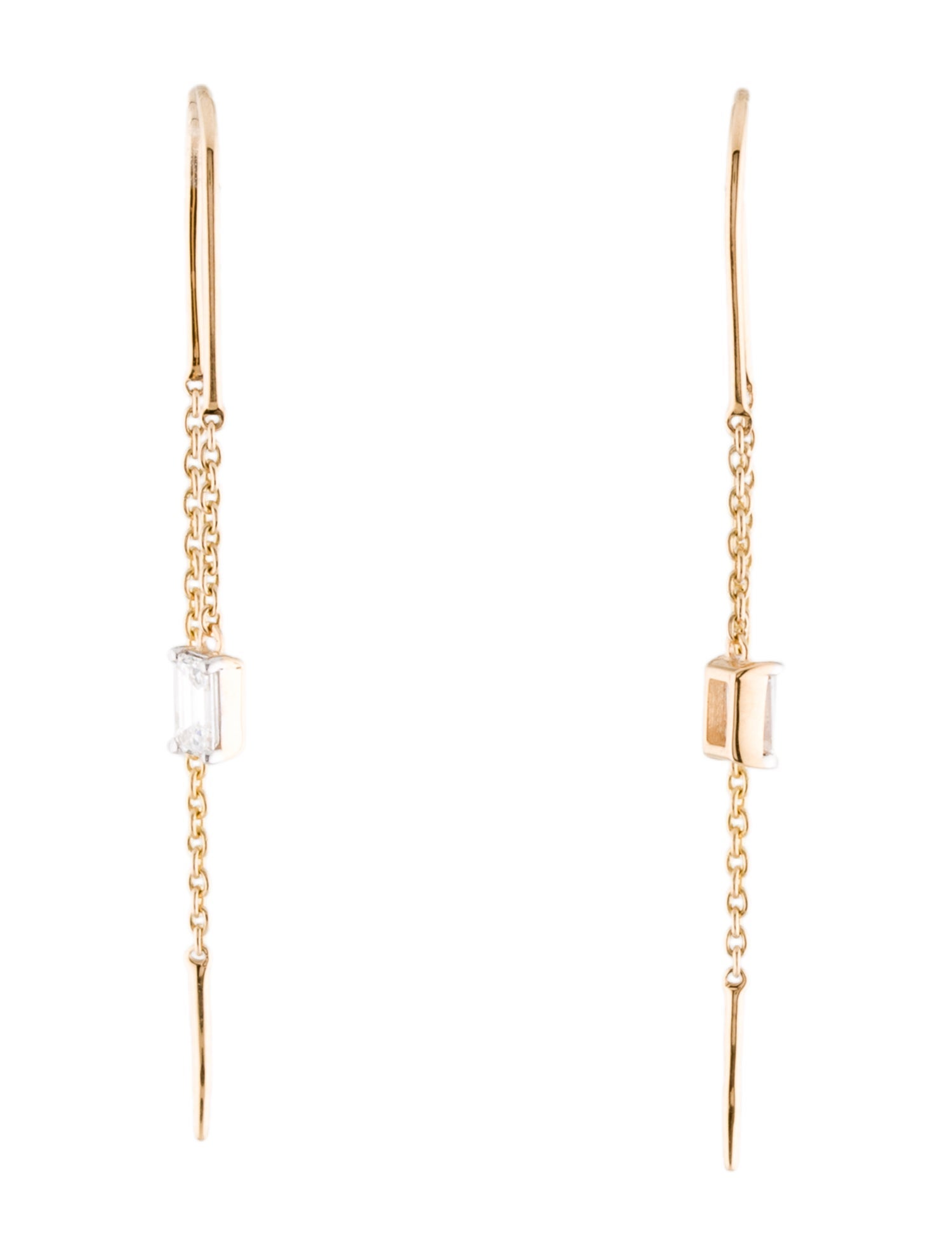 Earrings 18K Diamond Threader Drop Earrings - 18K Yellow Gold Drop ...