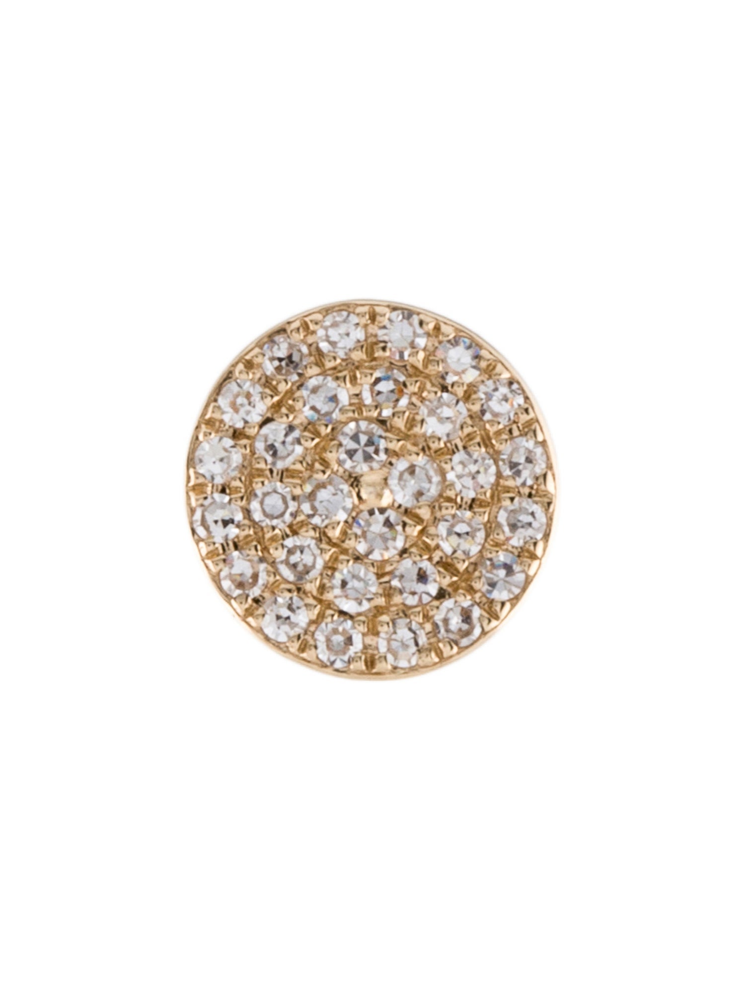Earrings 14K Diamond Disc Stud Single Earrings - 14K Yellow Gold Single ...