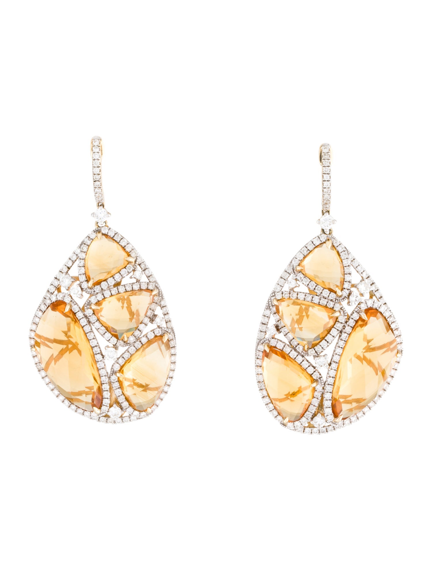 Earrings Michael Christoff 14K Citrine & Diamond Drop Earrings - 14K ...