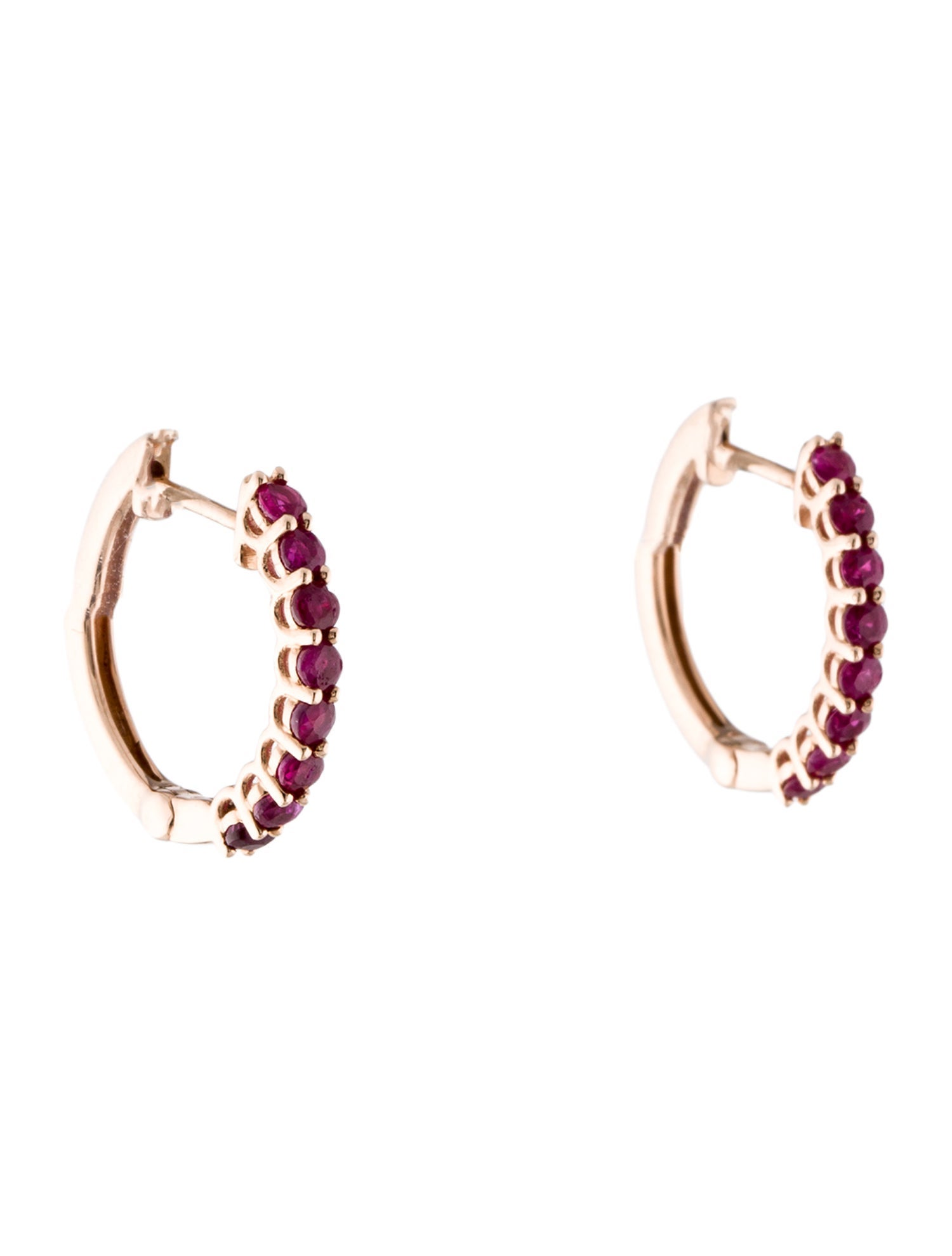 Earrings 14K Ruby Hoop Earrings - 14K Rose Gold Hoop, Earrings ...