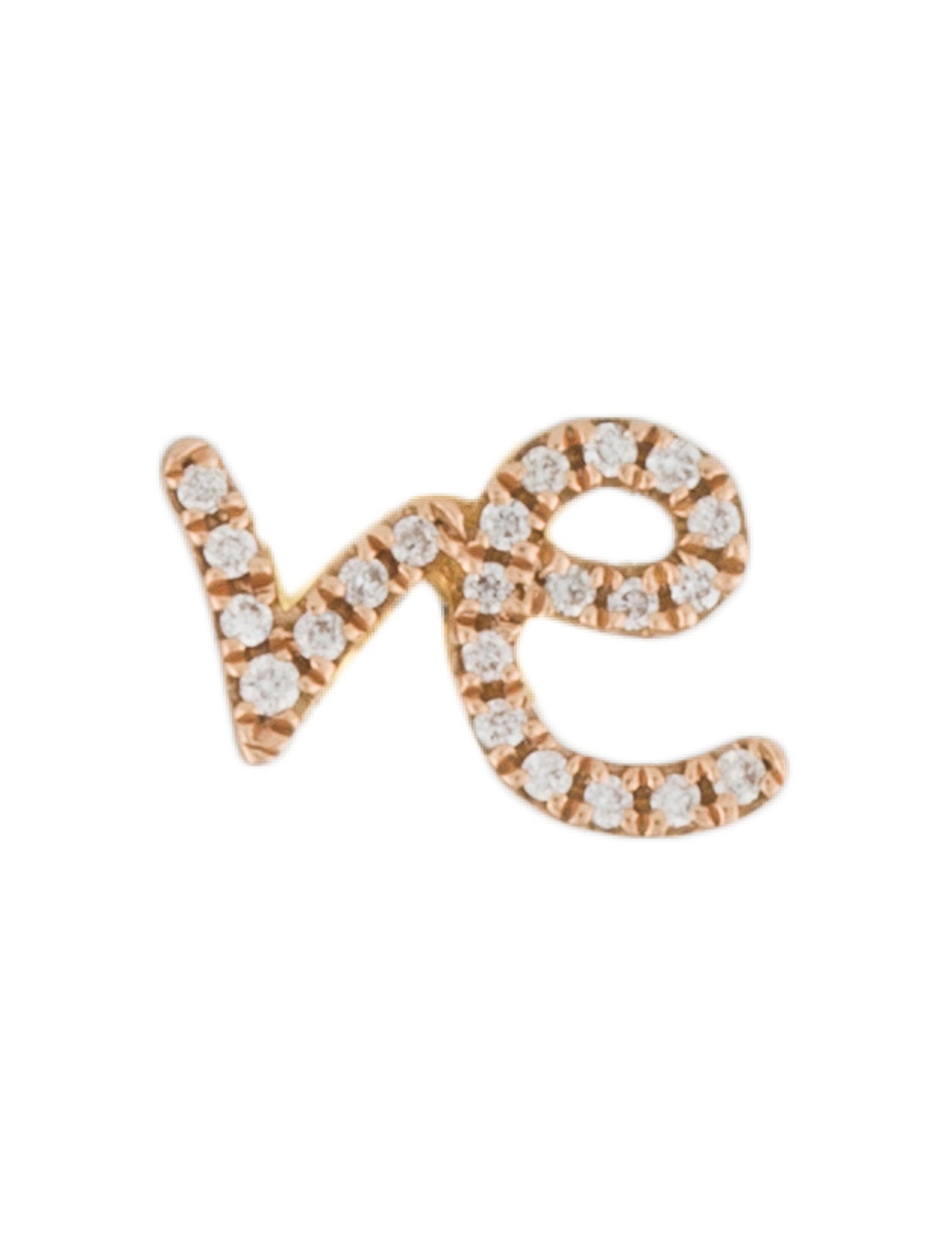 Earrings 18K Diamond 'vE' Stud Earring - 18K Rose Gold Stud, Earrings ...