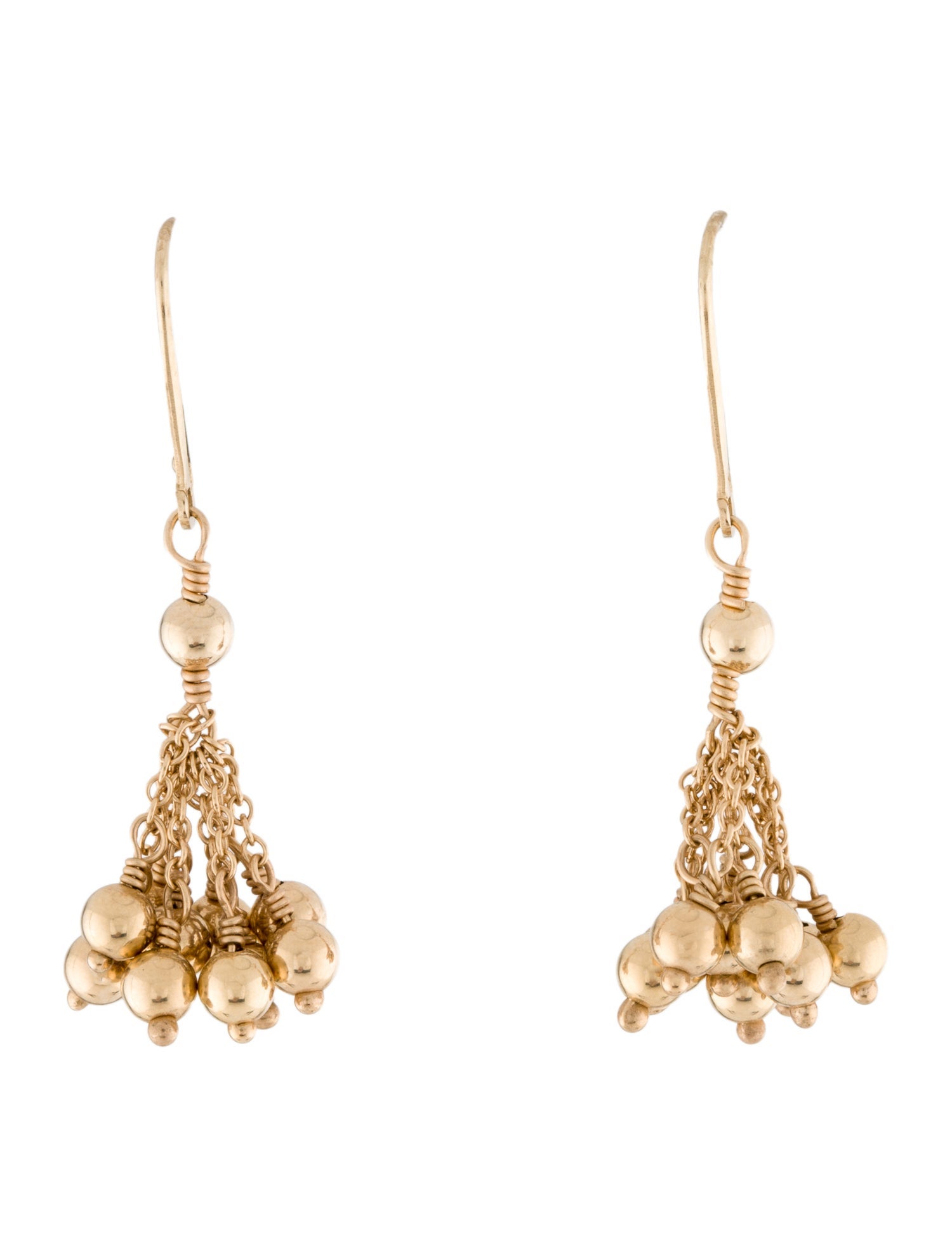 Earrings 14K Ball & Chain Tassel Earrings - 14K Yellow Gold Tassel ...