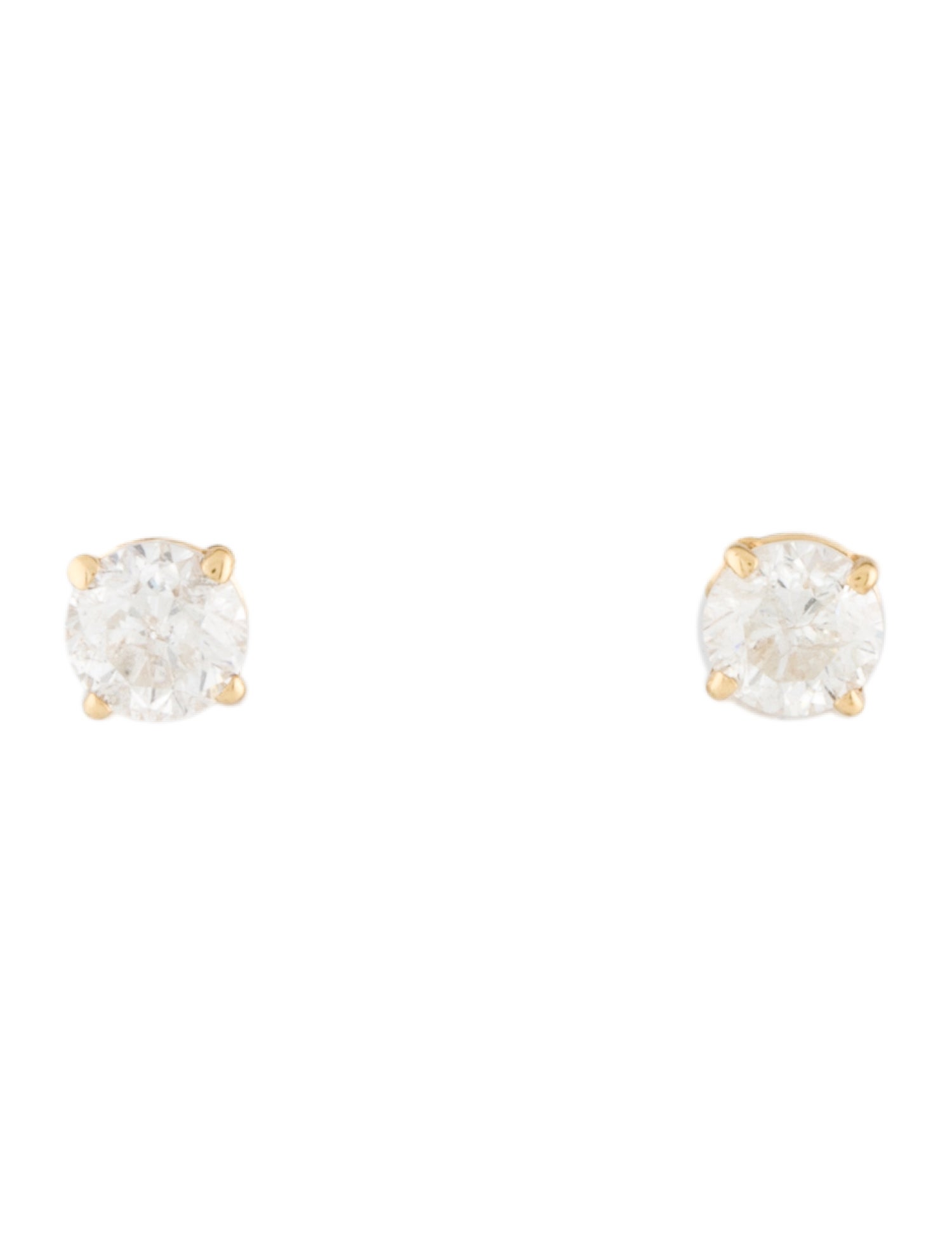 Earrings 18K 1.00ctw Diamond Threaded Stud Earrings - 18K Yellow Gold ...