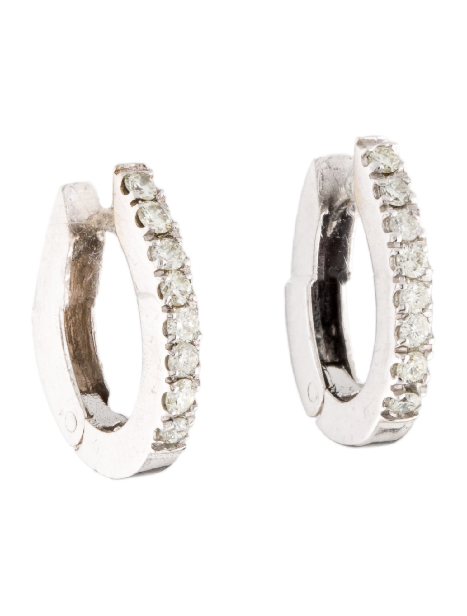 Earrings 18K Diamond Hoop Earrings - 18K White Gold Hoop, Earrings ...