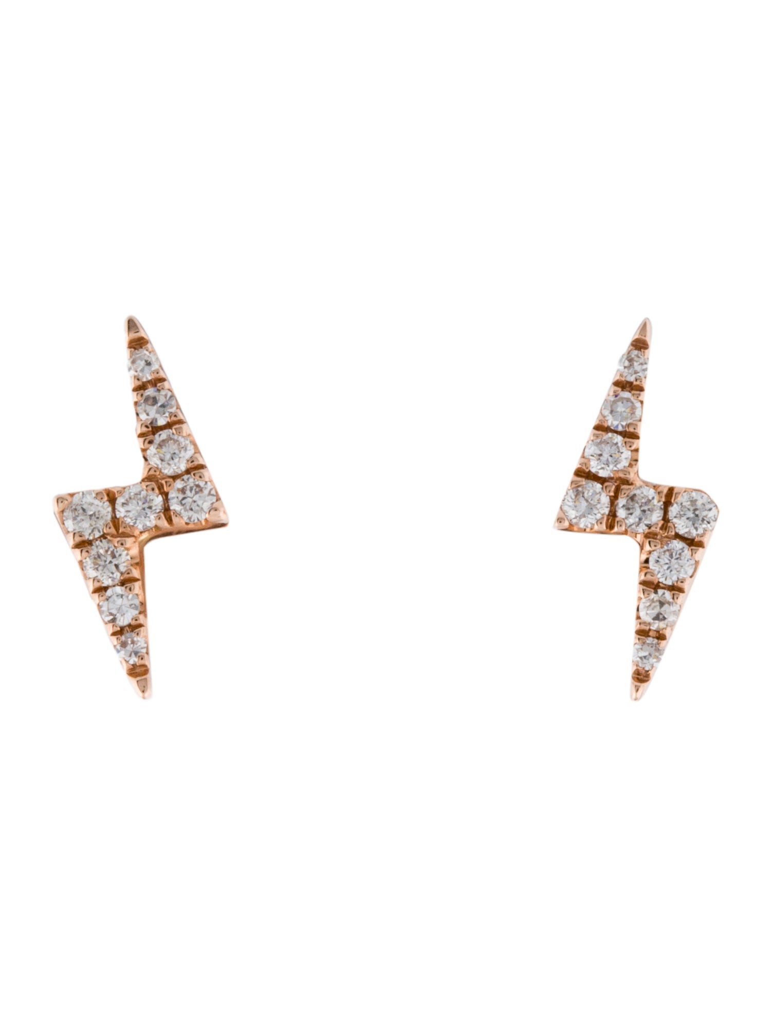 Earrings 14K Diamond Lightning Bolt Stud Earrings - 14K Rose Gold Stud, Earrings - EARRI289057 ...