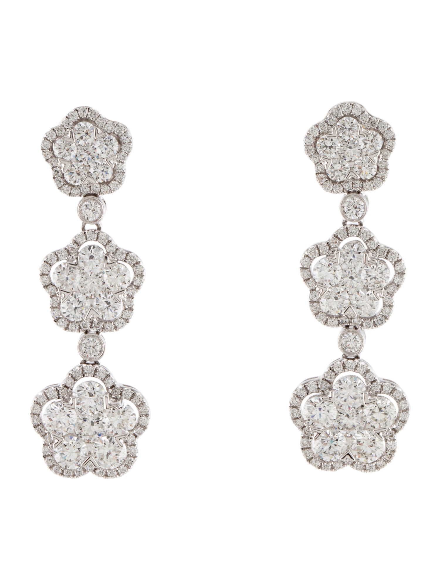 Earrings 14K DIamond Drop Earrings - 14K White Gold Drop, Earrings ...