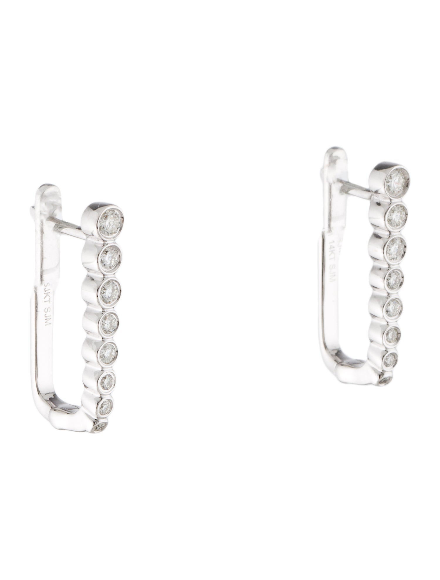 Earrings 14K Diamond Triangular Inside-Out Hoop Earrings - Rhodium ...