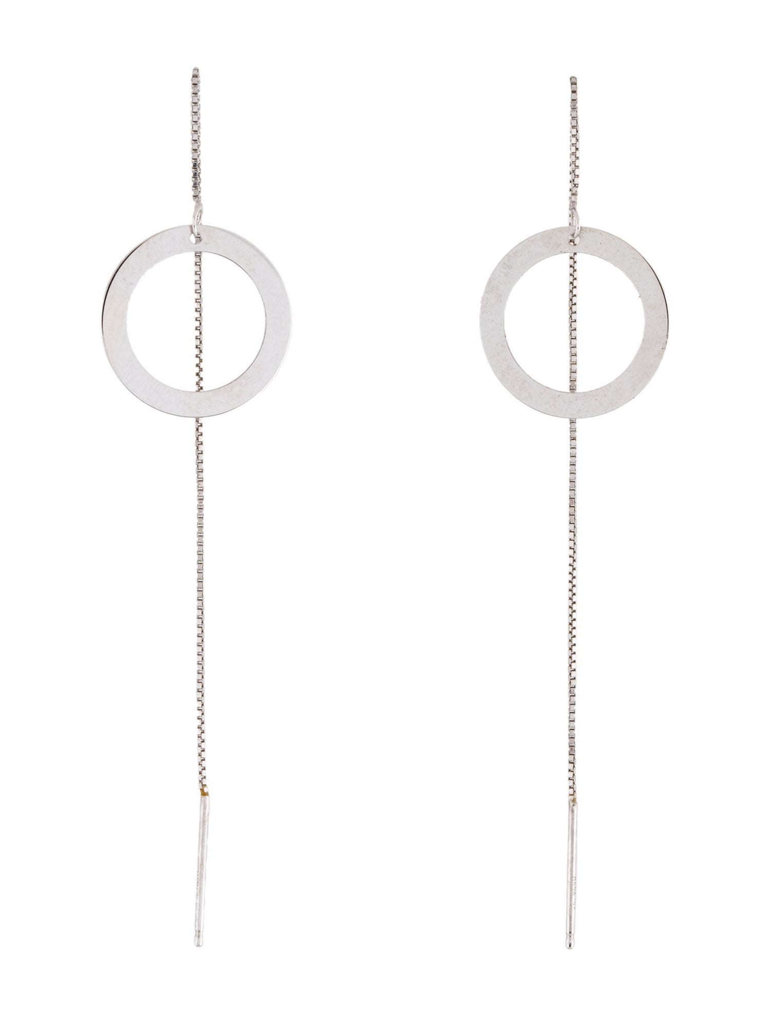 Earrings 14K Circle Thread Drop Earrings - 14K White Gold Drop ...