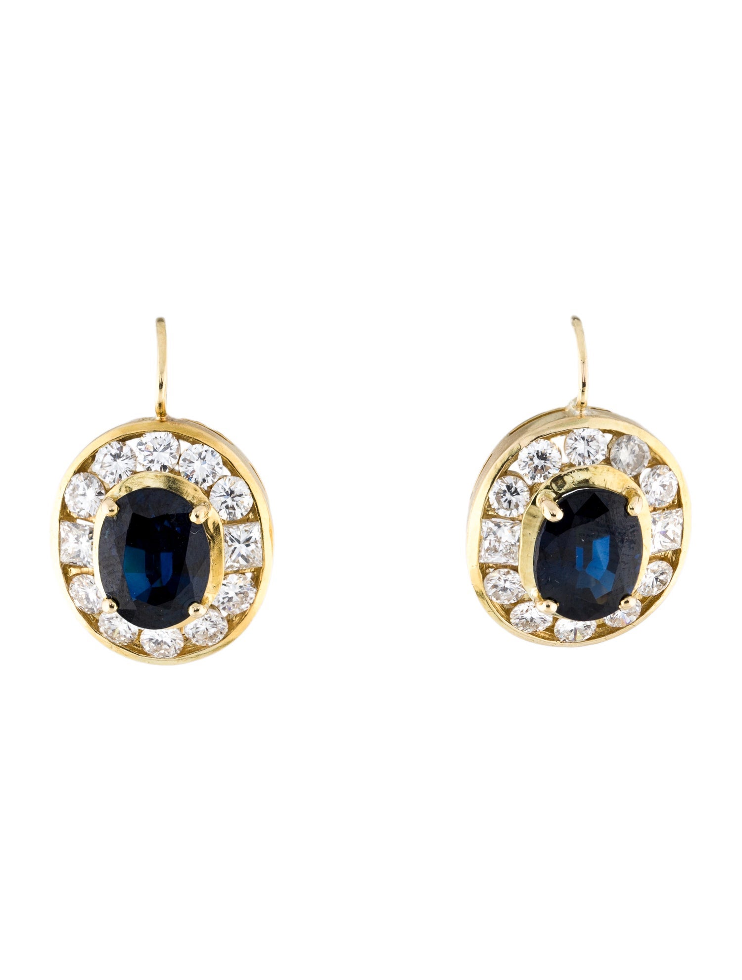 Earrings 17K 4.45ctw Sapphire & Diamond Drop Earrings - 18K Yellow Gold ...