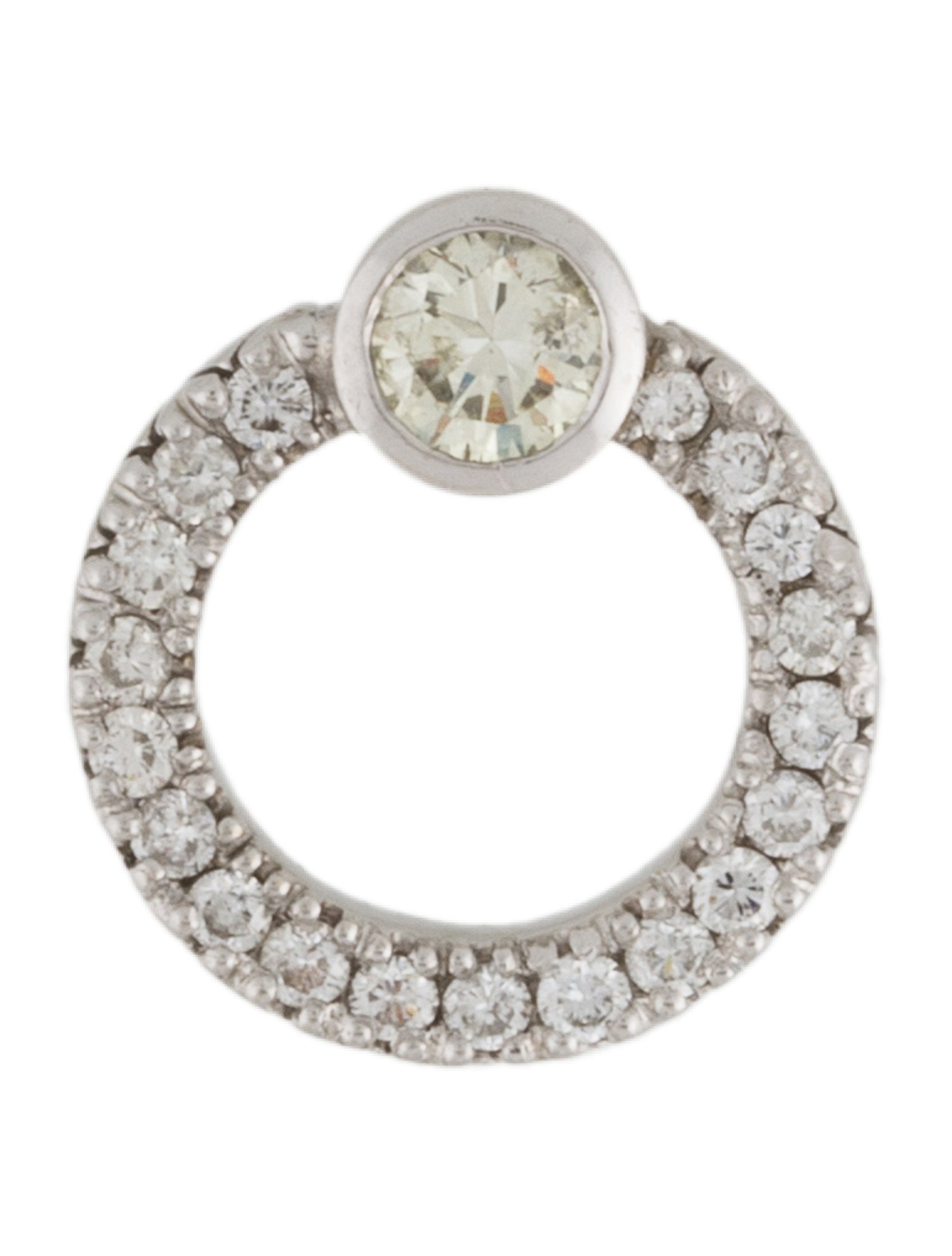 Earrings 14K Diamond Open Circle Single Drop Earring - Rhodium-Plated ...