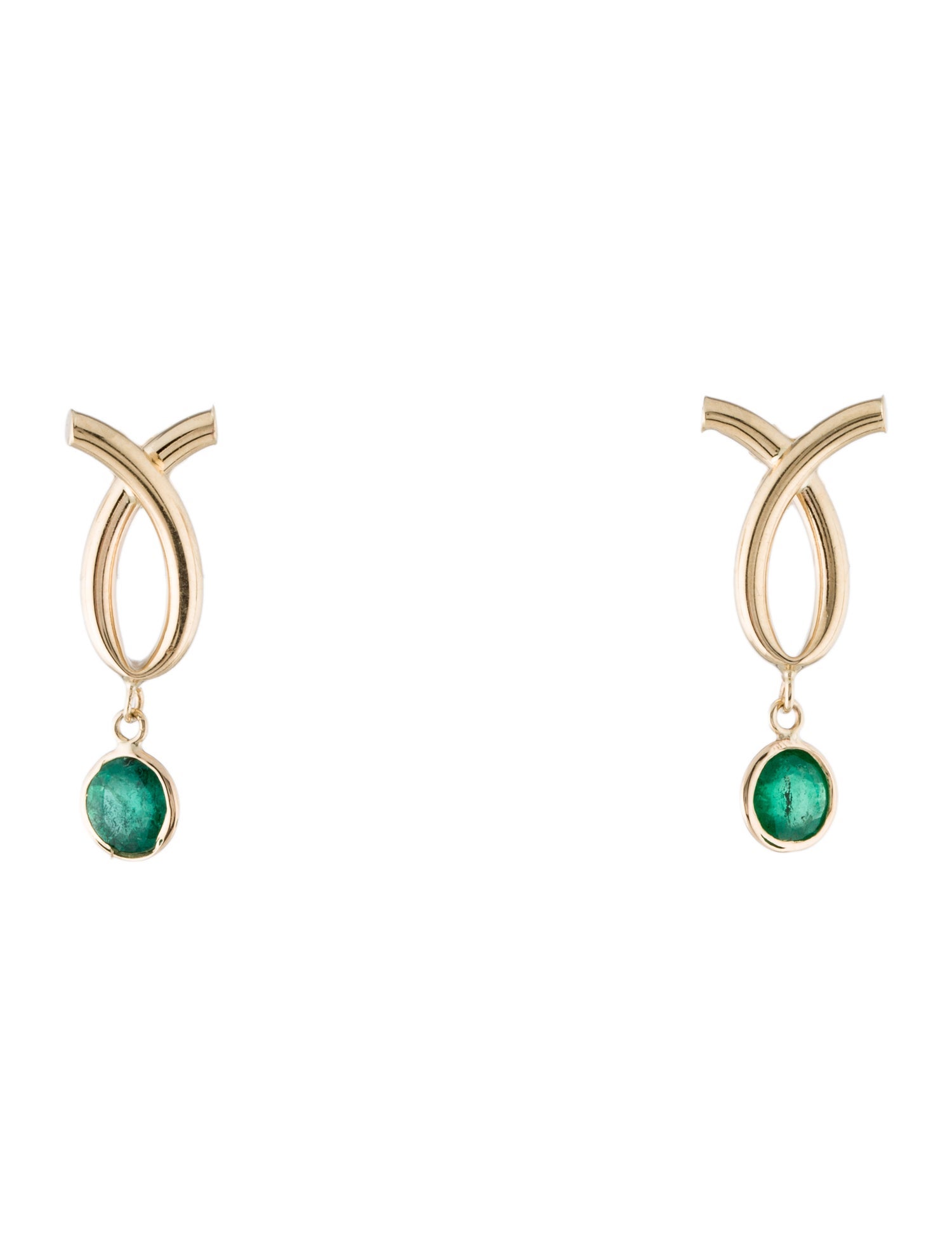 Earrings 14K Emerald Shell Stud Earrings - 14K White Gold Drop ...