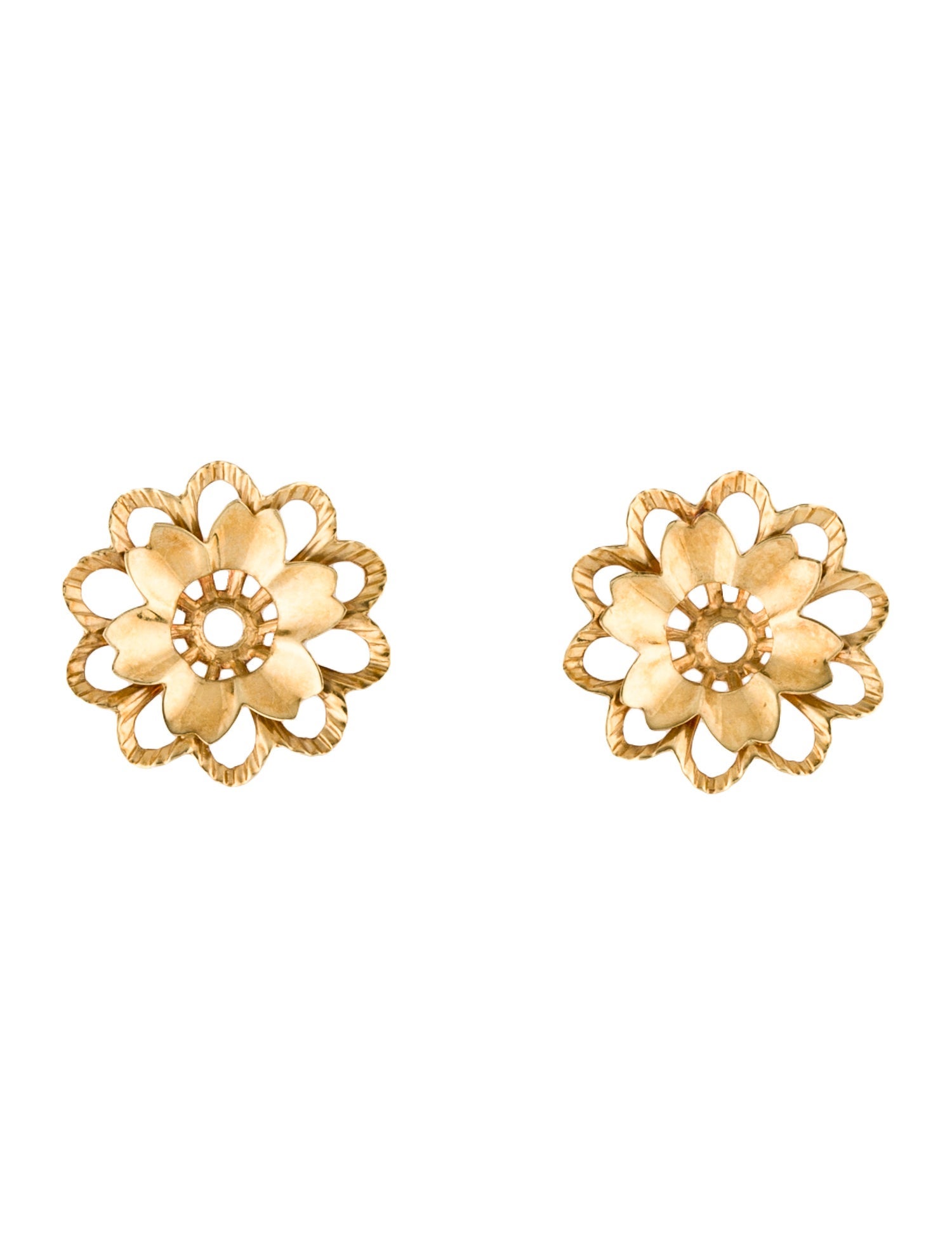 Earrings 18K Flower Earring Enhancers - 18K Yellow Gold Earring ...