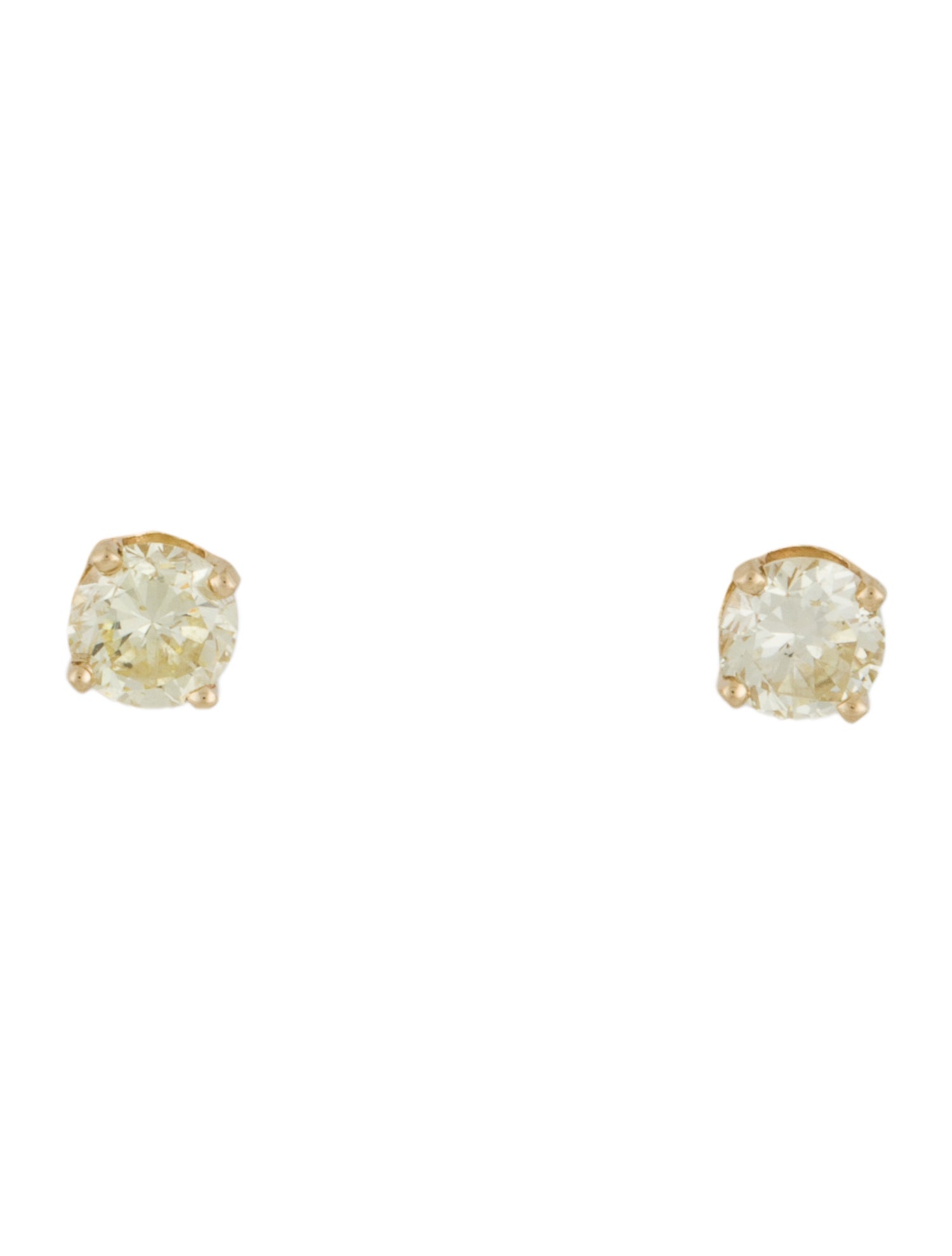 Earrings 14K Diamond Threaded Stud Earrings - 14K Yellow Gold Stud ...