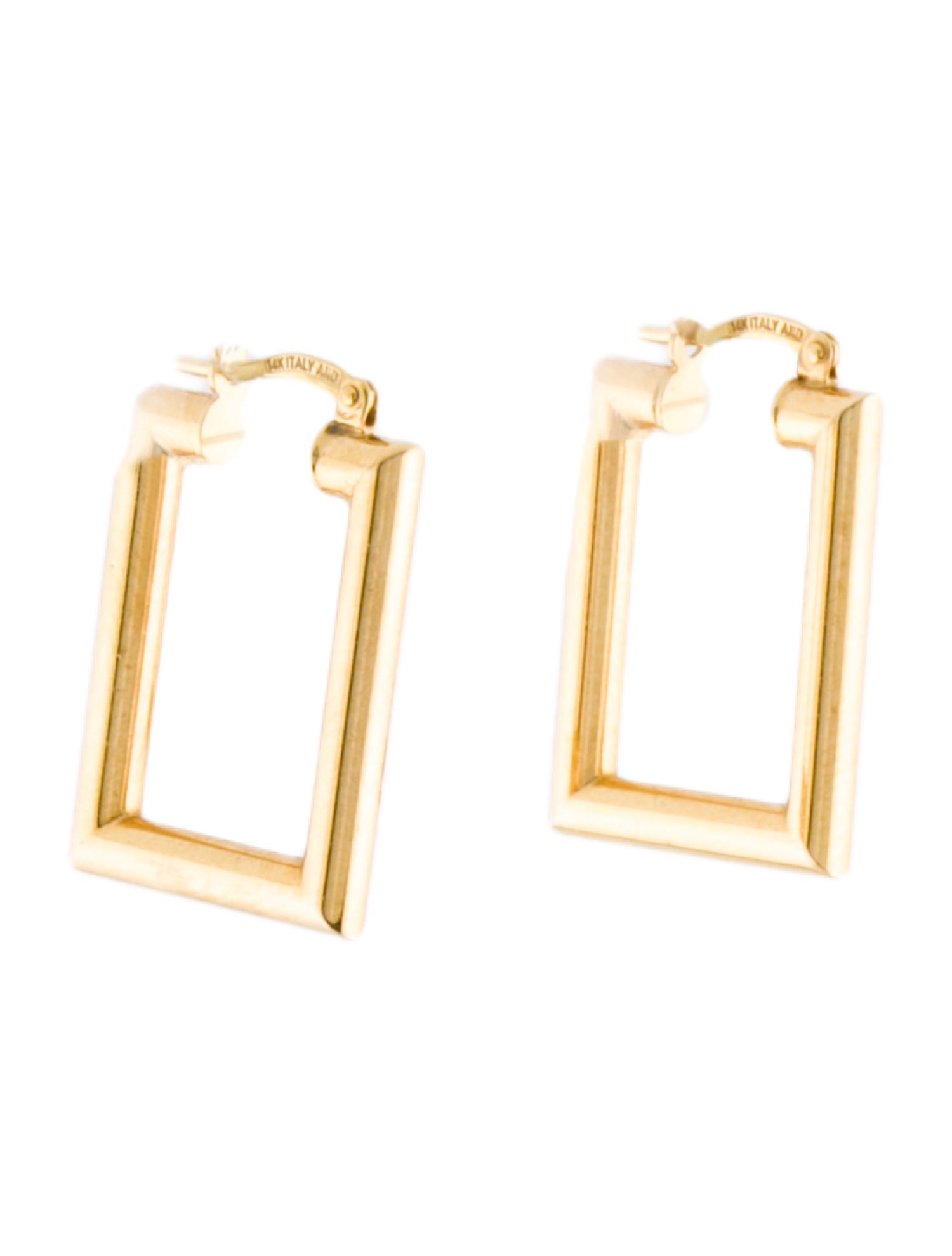 Earrings 14K Rectangular Hoop Earrings - 14K Yellow Gold Hoop, Earrings ...