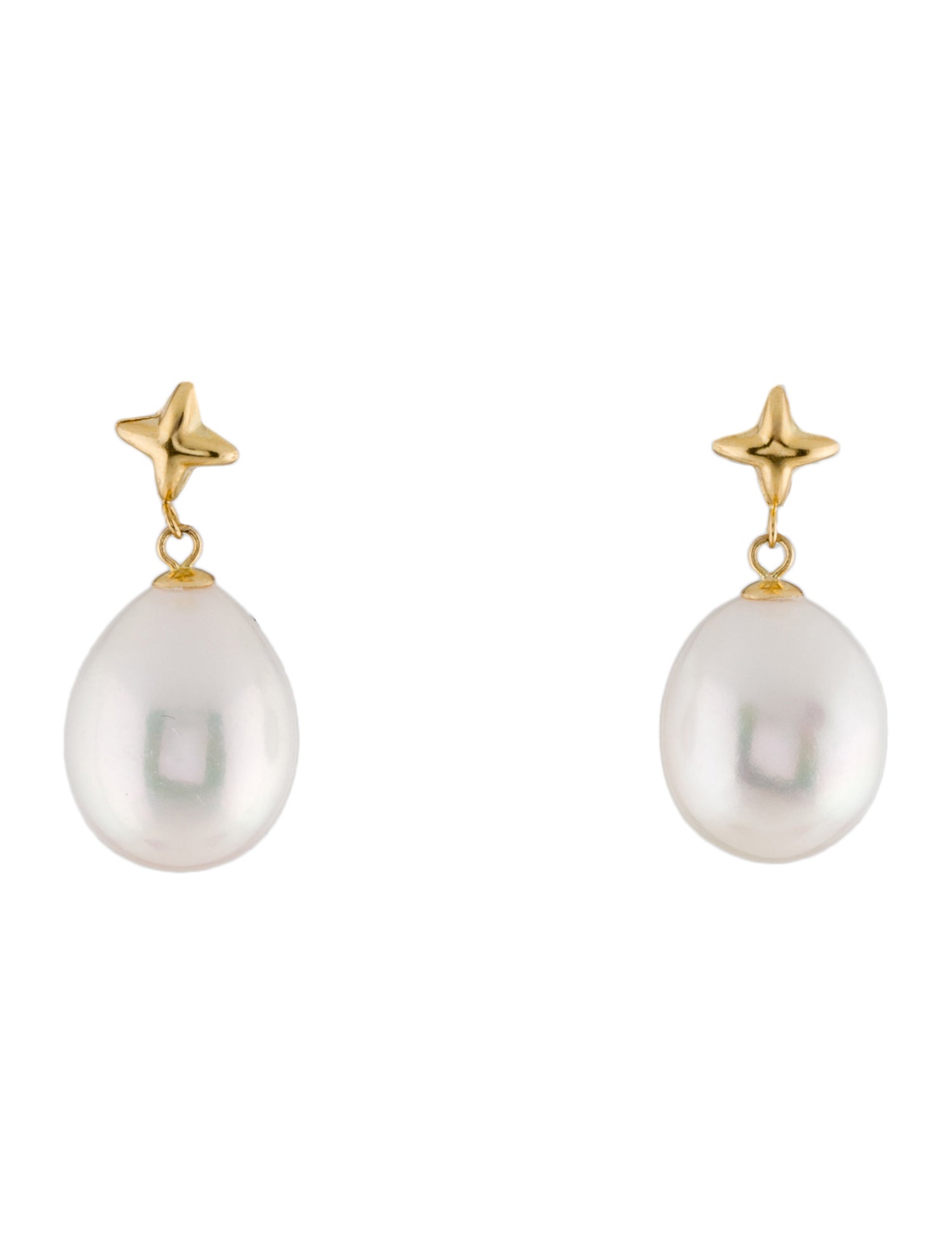 Earrings 18K Star Pear Drop Earrings - 18K Yellow Gold Drop, Earrings ...