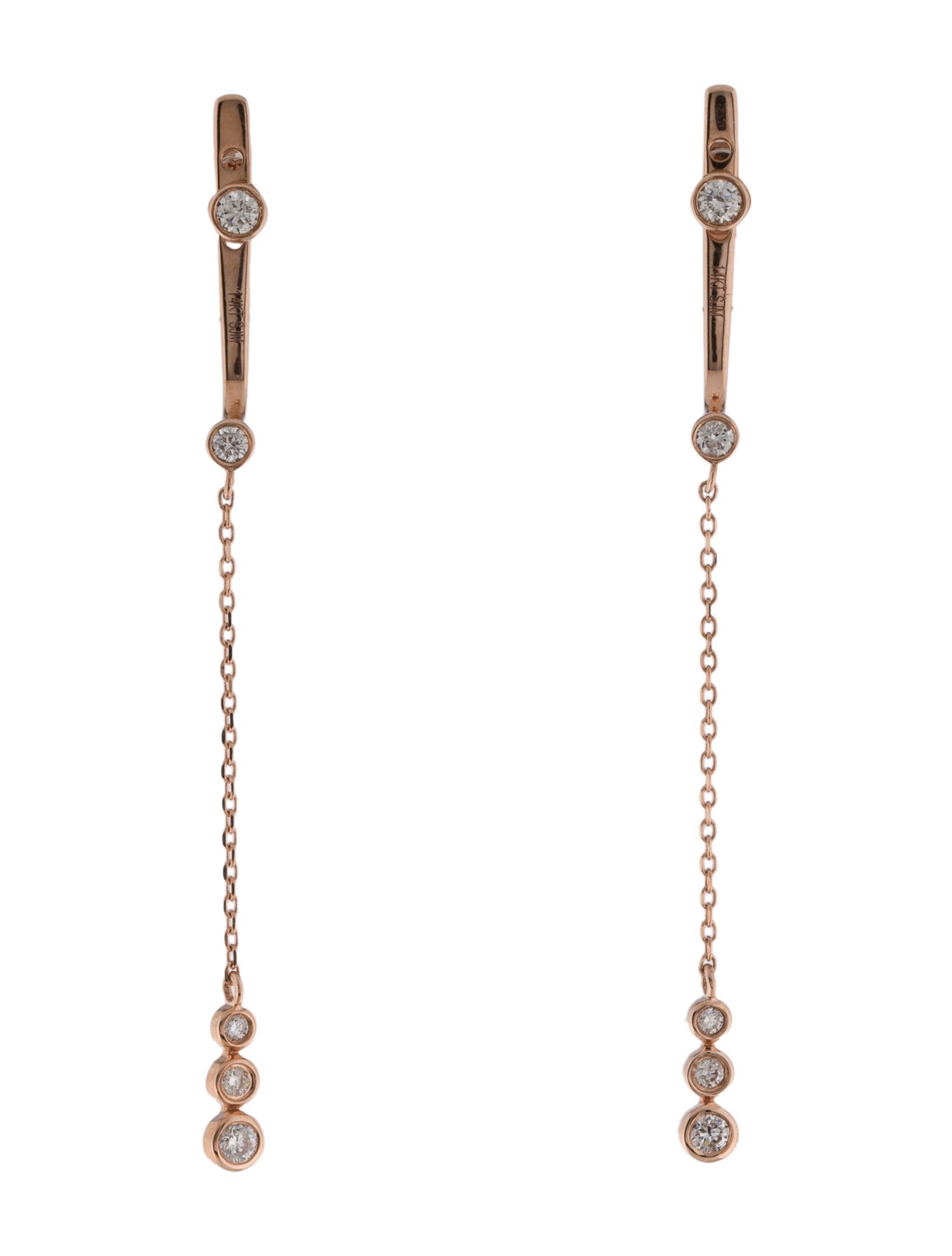 Earrings 14K Diamond Threader Drop Earrings - 14K Yellow Gold Drop ...