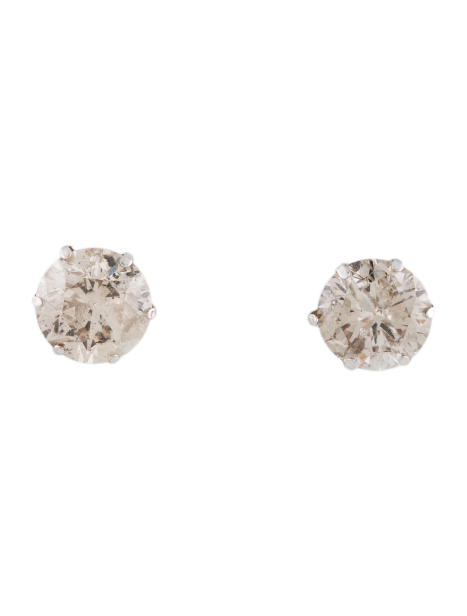 Earrings 18K 2.10ctw Diamond Prong Set Stud Earrings - Palladium-Plated ...