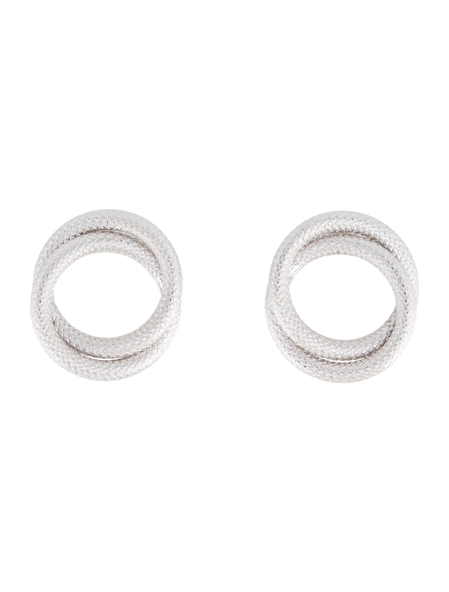 Earrings 14K Interlocking Circle Studs - Rhodium-Plated 14K White Gold ...