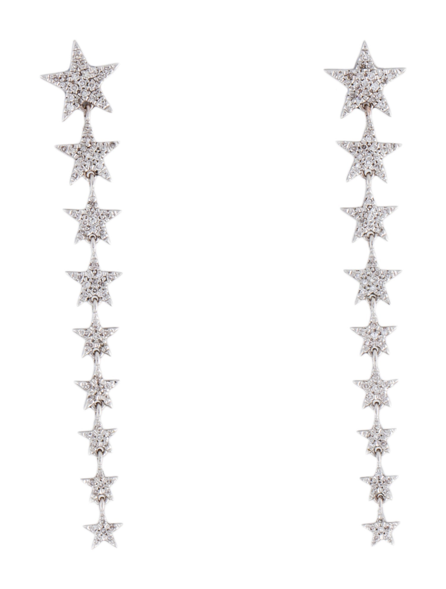 Earrings 14K Diamond Star Drop Earrings - Rhodium-Plated 14K White Gold ...