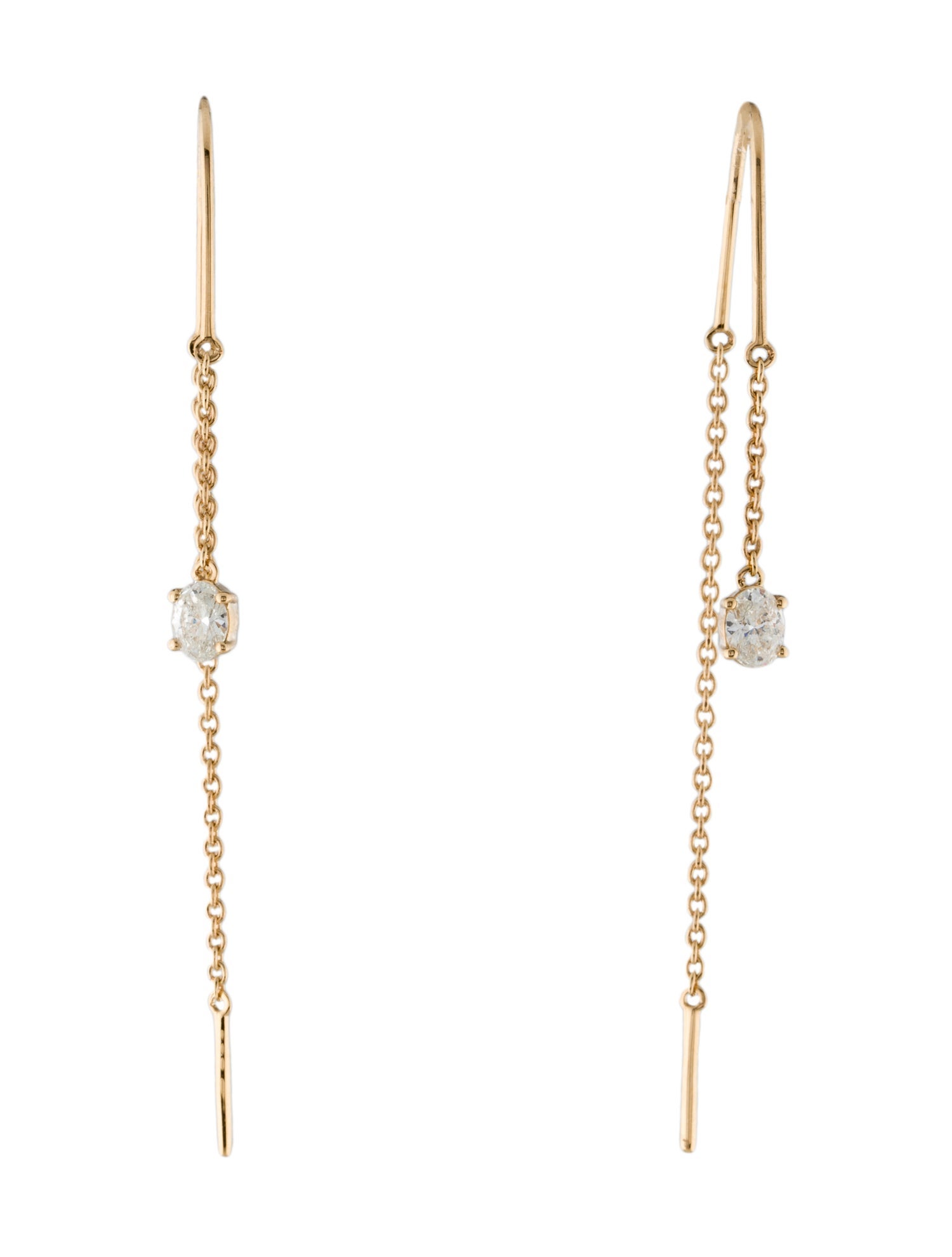 Earrings 18K Diamond Threader Drop Earrings - 18K Yellow Gold Drop ...