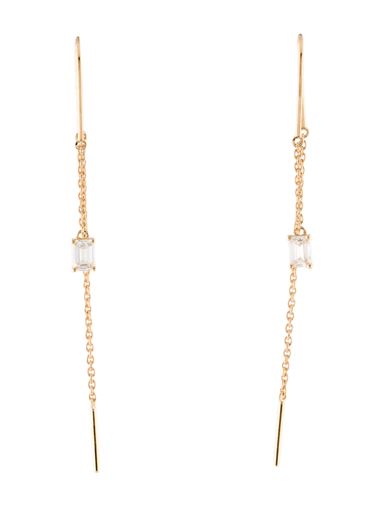 Earrings 18K Diamond Threader Drop Earrings - 18K Yellow Gold Drop, Earrings - EARRI279148 | The ...
