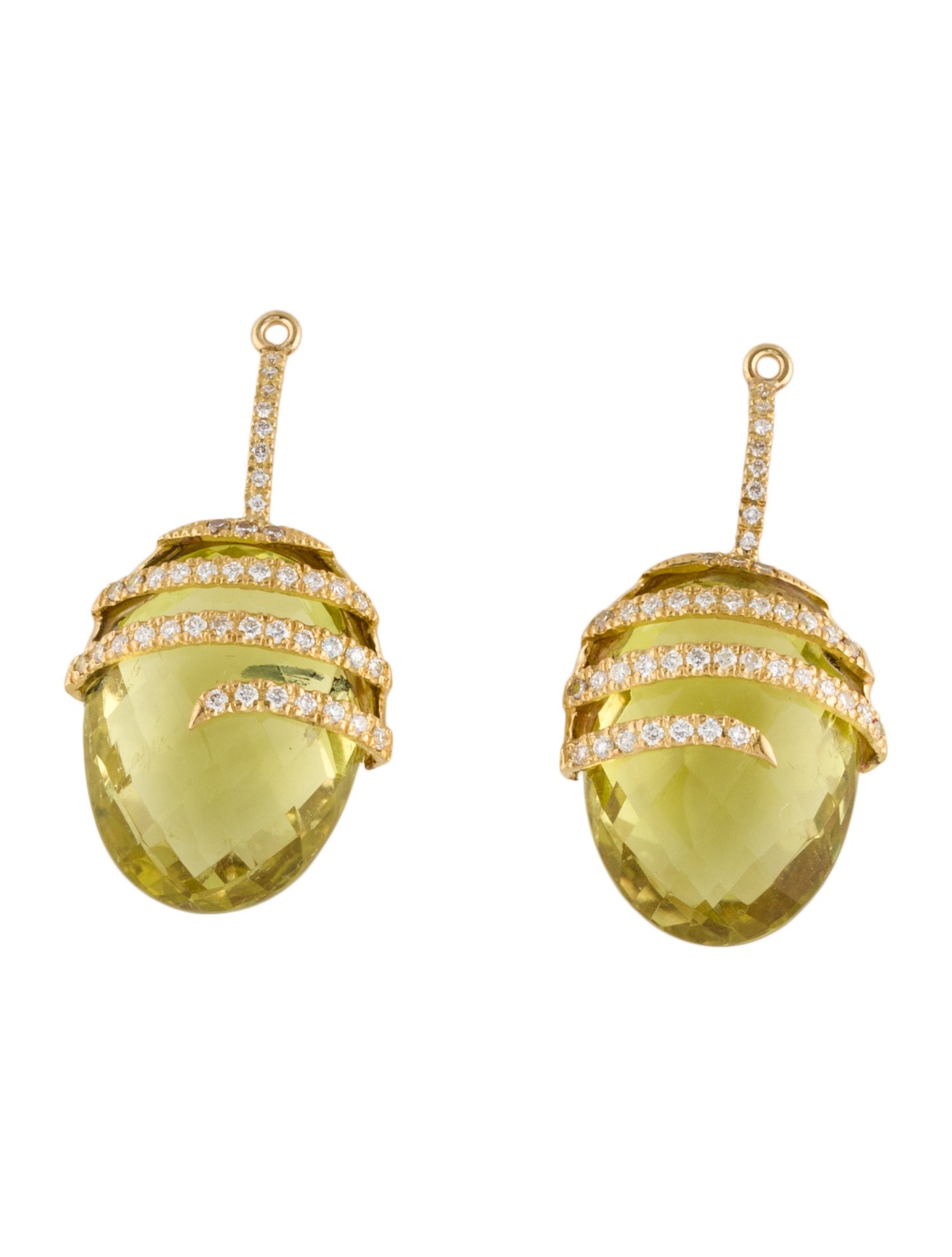 Earrings 18K Quartz & Diamond Earring Enhancers - 18K Yellow Gold ...