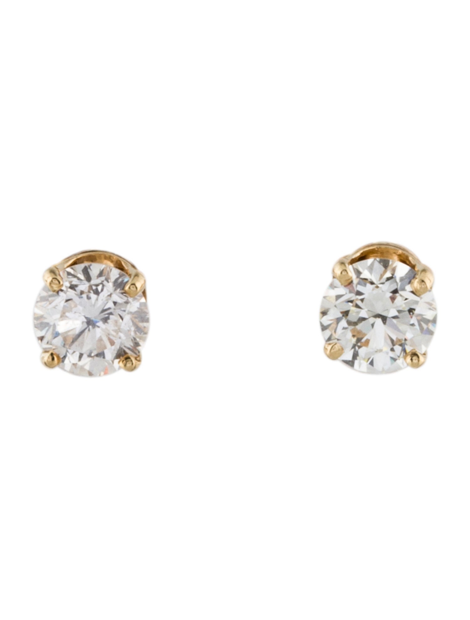 Earrings Diamond Threaded Stud Earrings - 14K Yellow Gold Stud ...