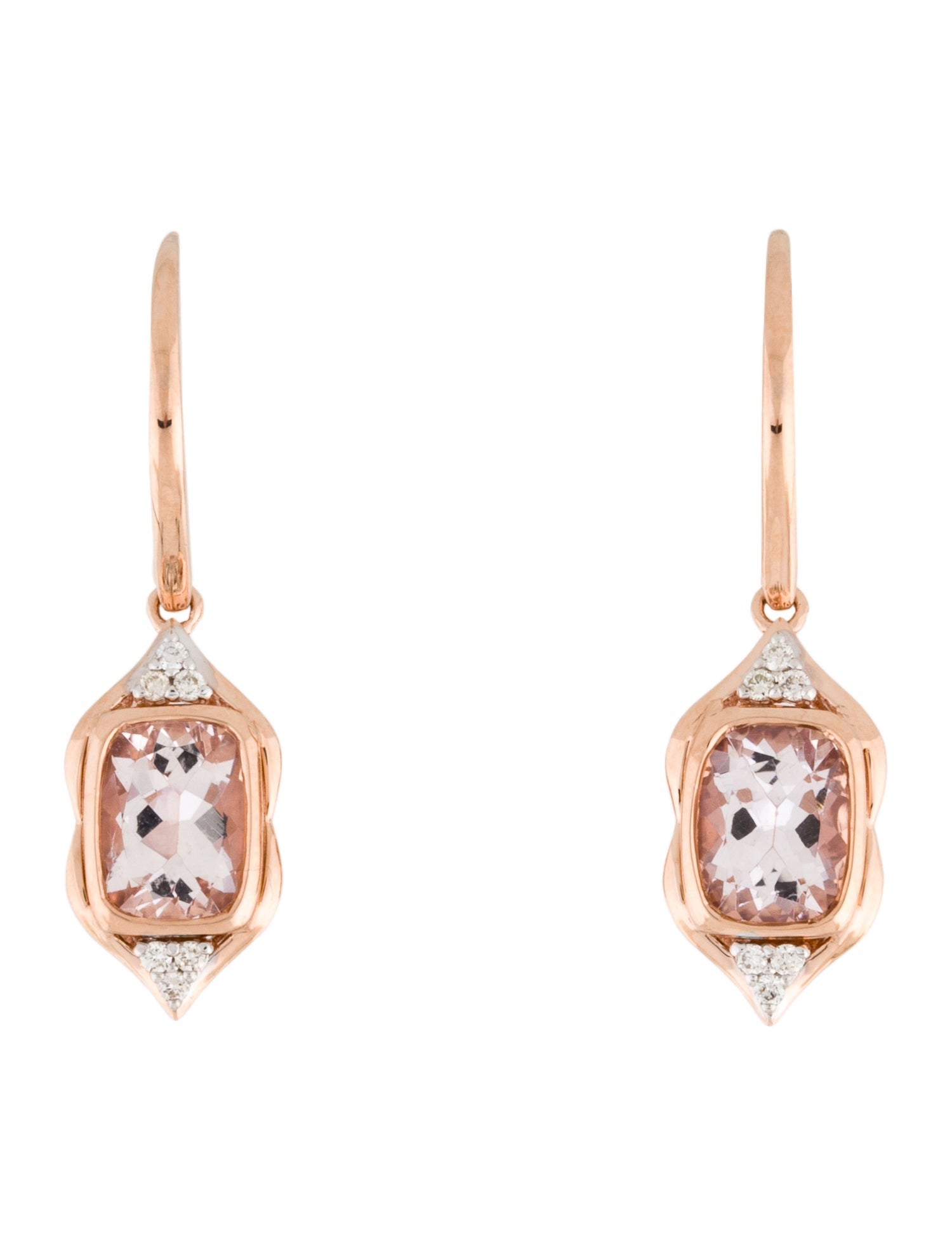 Earrings Oscar Friedman 14K Morganite & Diamond Drop Earrings - 14K ...