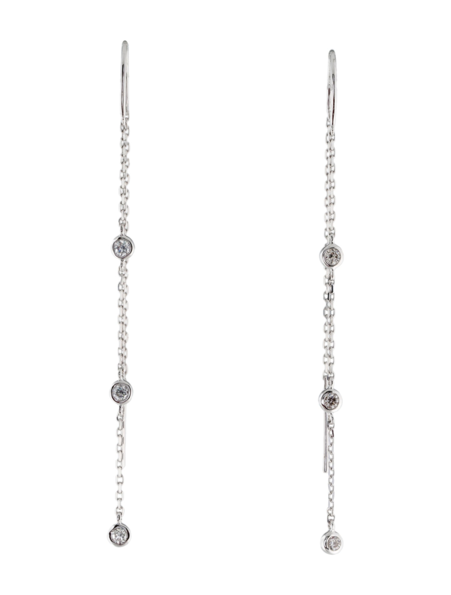 Earrings 14K Diamond Threader Drop Earrings - 14K Yellow Gold Drop, Earrings - EARRI315195 | The ...