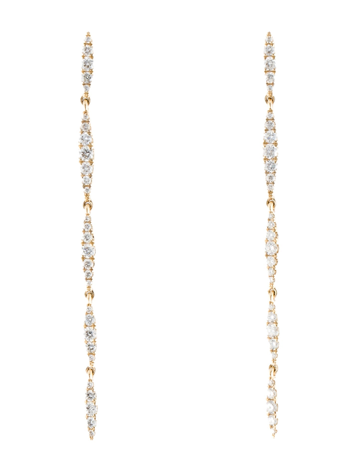 Earrings 14K Diamond Linear Graduated Drop Earrings - 14K Yellow Gold ...