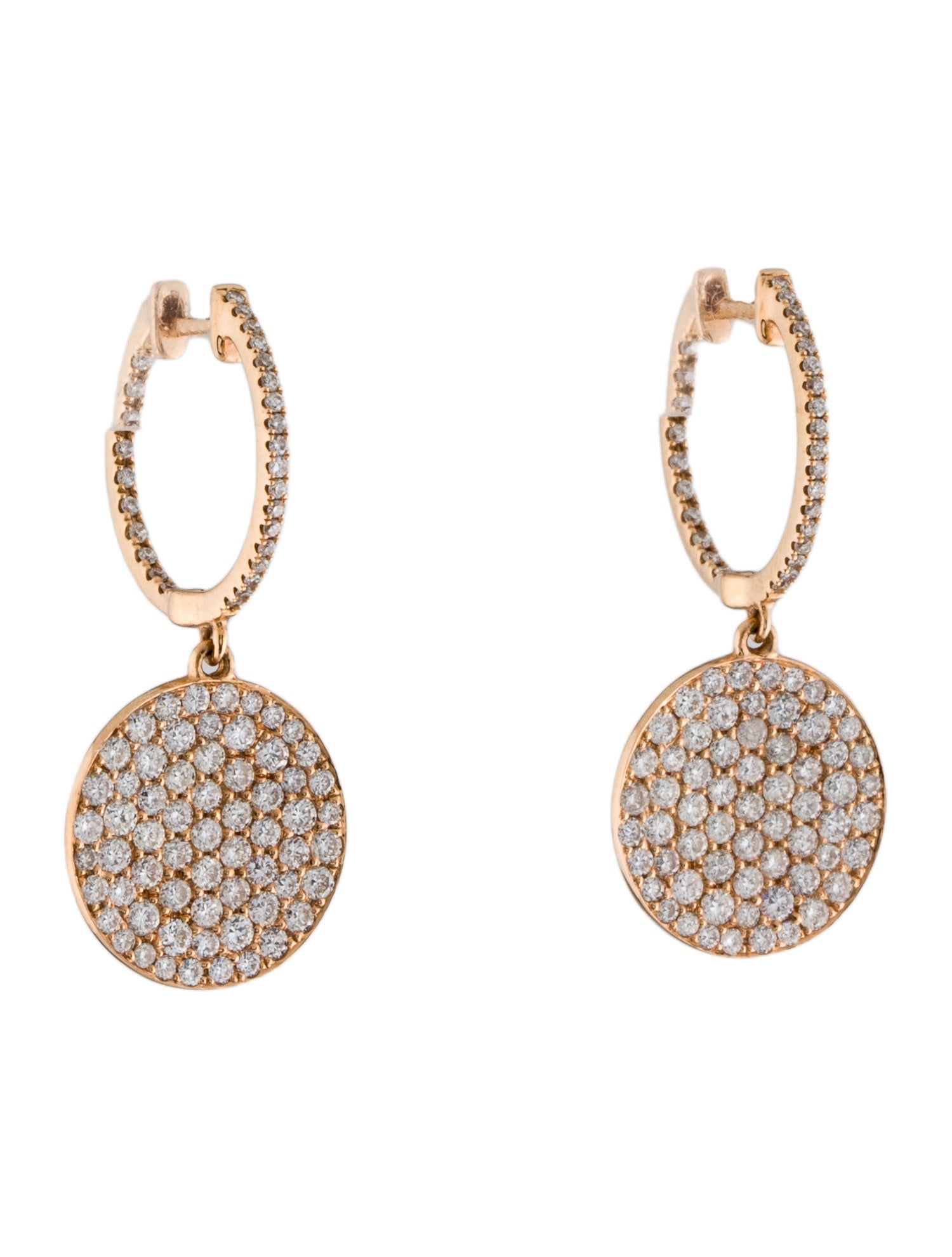 Earrings 18K Diamond Inside Out Hoop Drop Earrings - 18K Rose Gold Drop ...