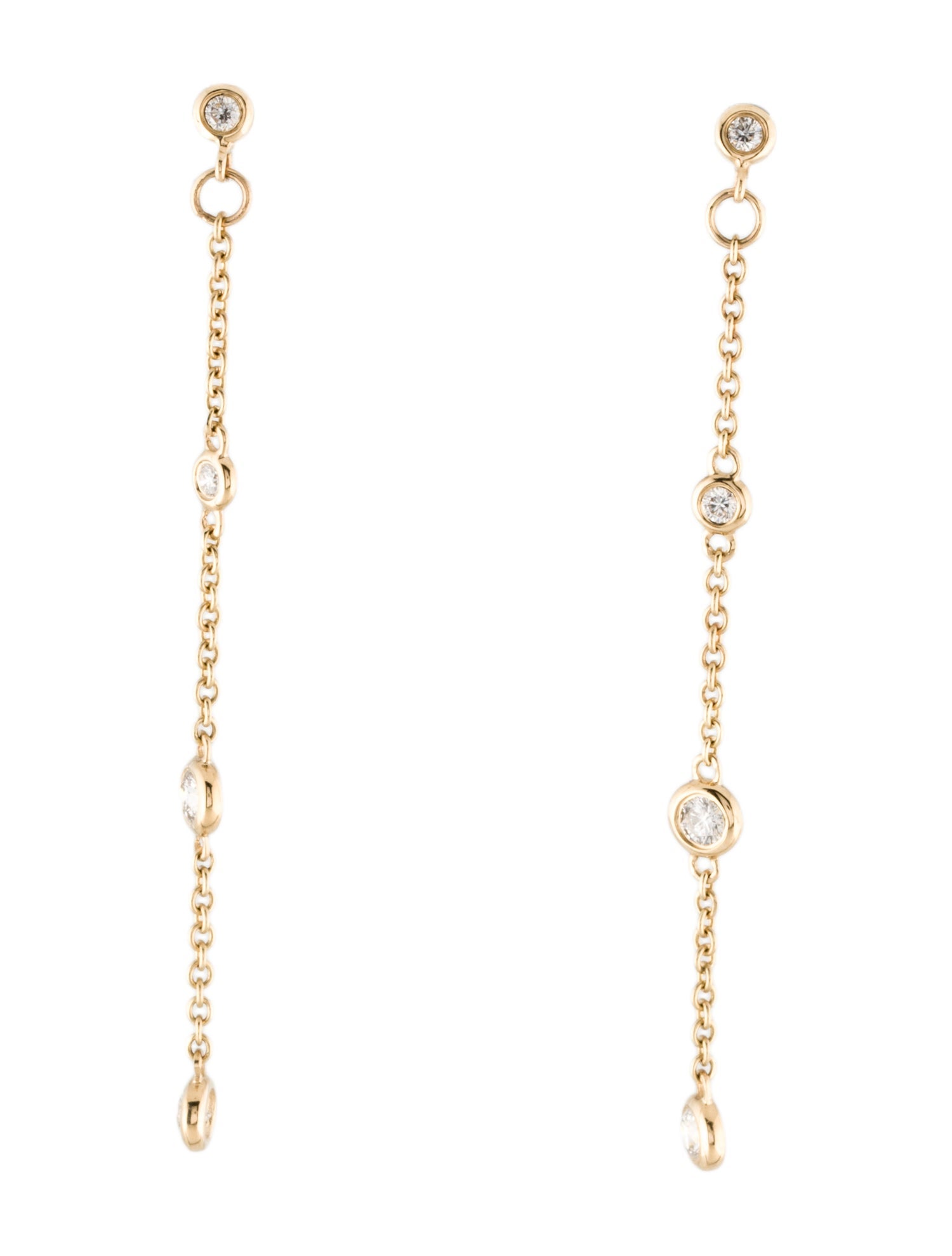 Earrings 14K Diamond Threader Drop Earrings - 14K Yellow Gold Drop ...