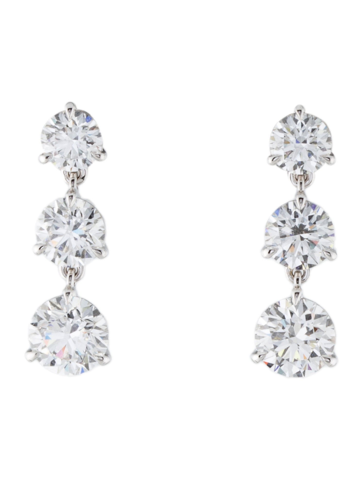 Earrings 14K 2.90ctw Lab Grown Diamond Three Stone Drop Earrings ...