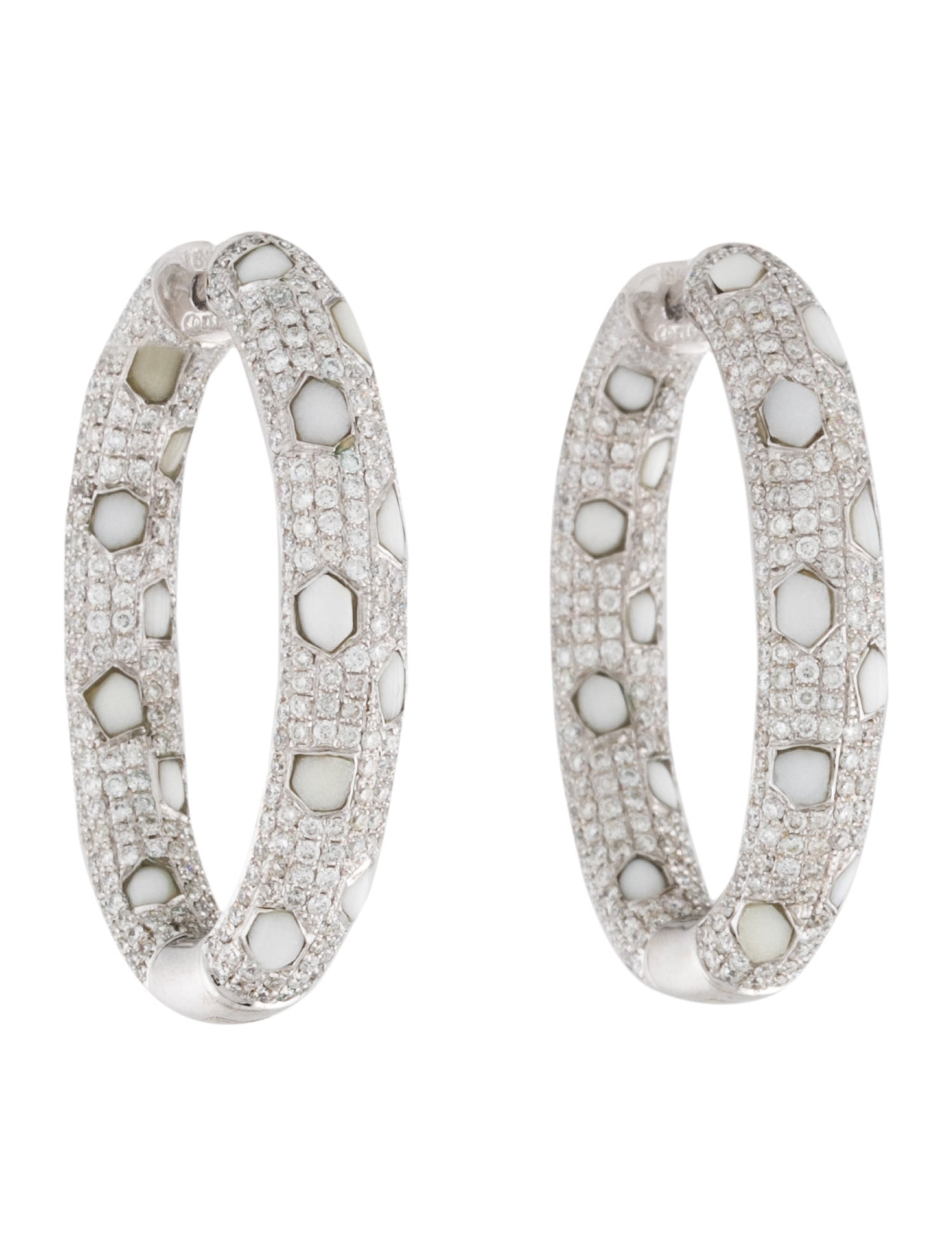Earrings Odelia 18K 3.61ct Diamond & Chalcedony Oval Inside Out Hoop ...