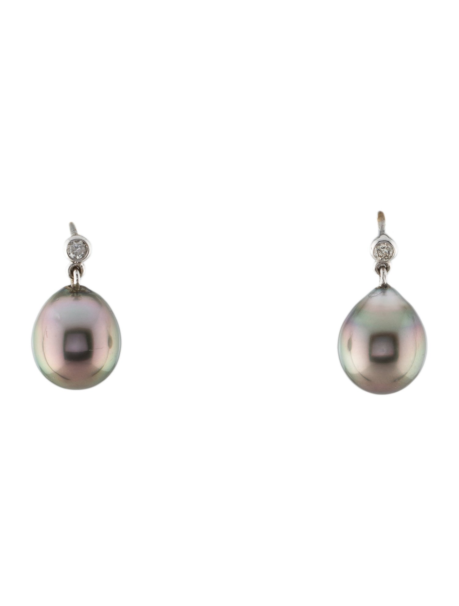 Earrings 14K Pearl & Diamond Drop Earrings - Rhodium-Plated 14K White ...
