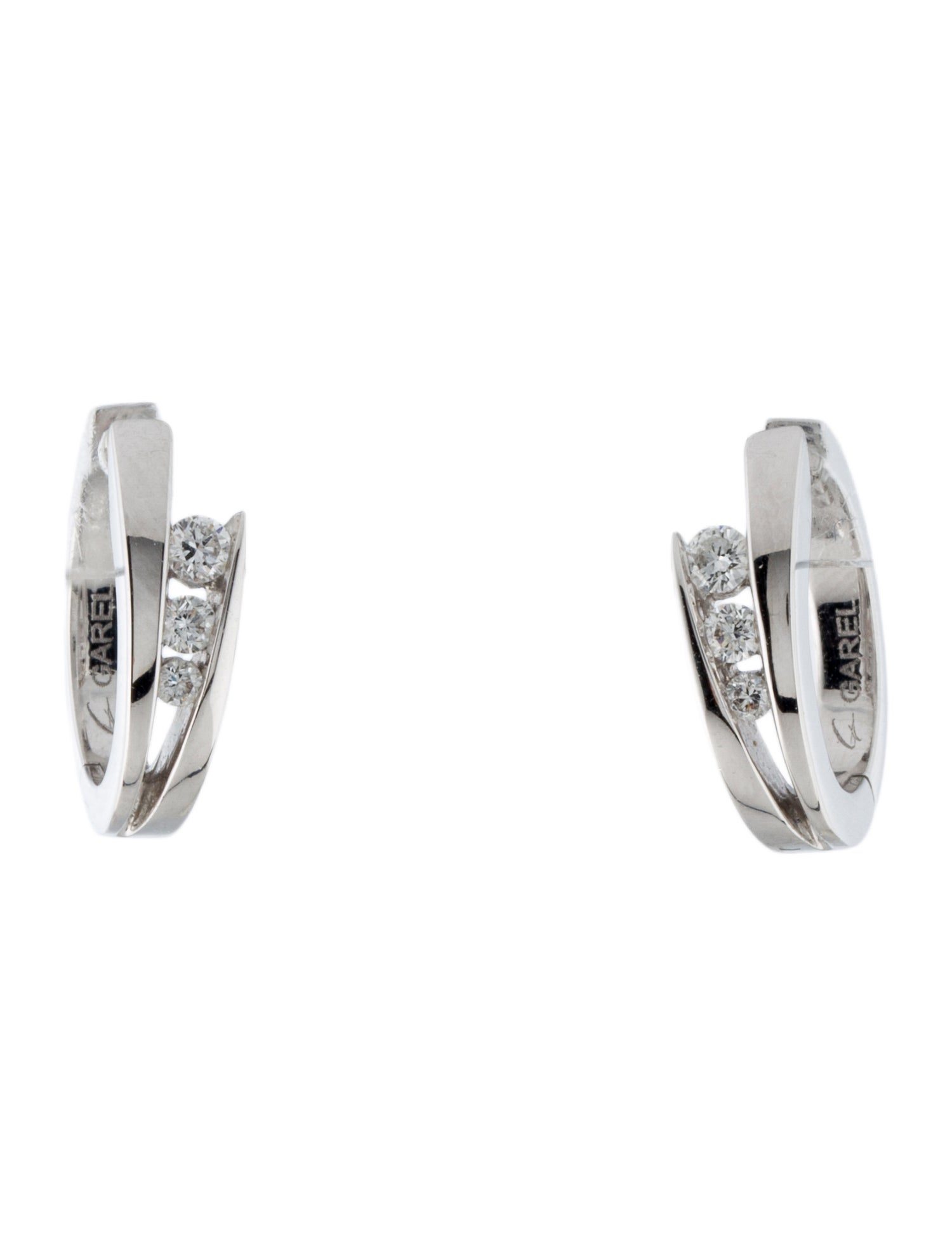 Earrings Masion Garel 18K Diamond Envol Trilogy Huggie Earrings ...