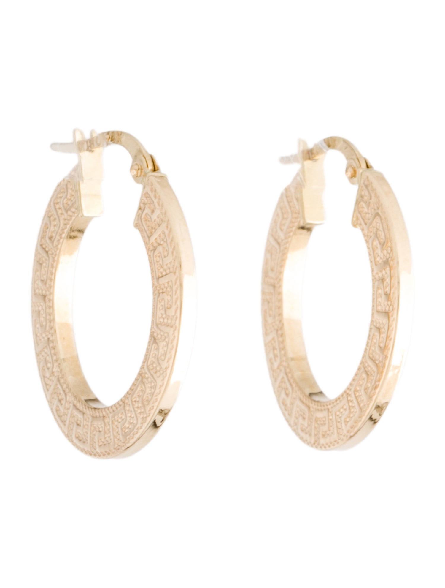 Earrings 14K Greek Key Hoop Earrings - 14K Yellow Gold Hoop, Earrings ...