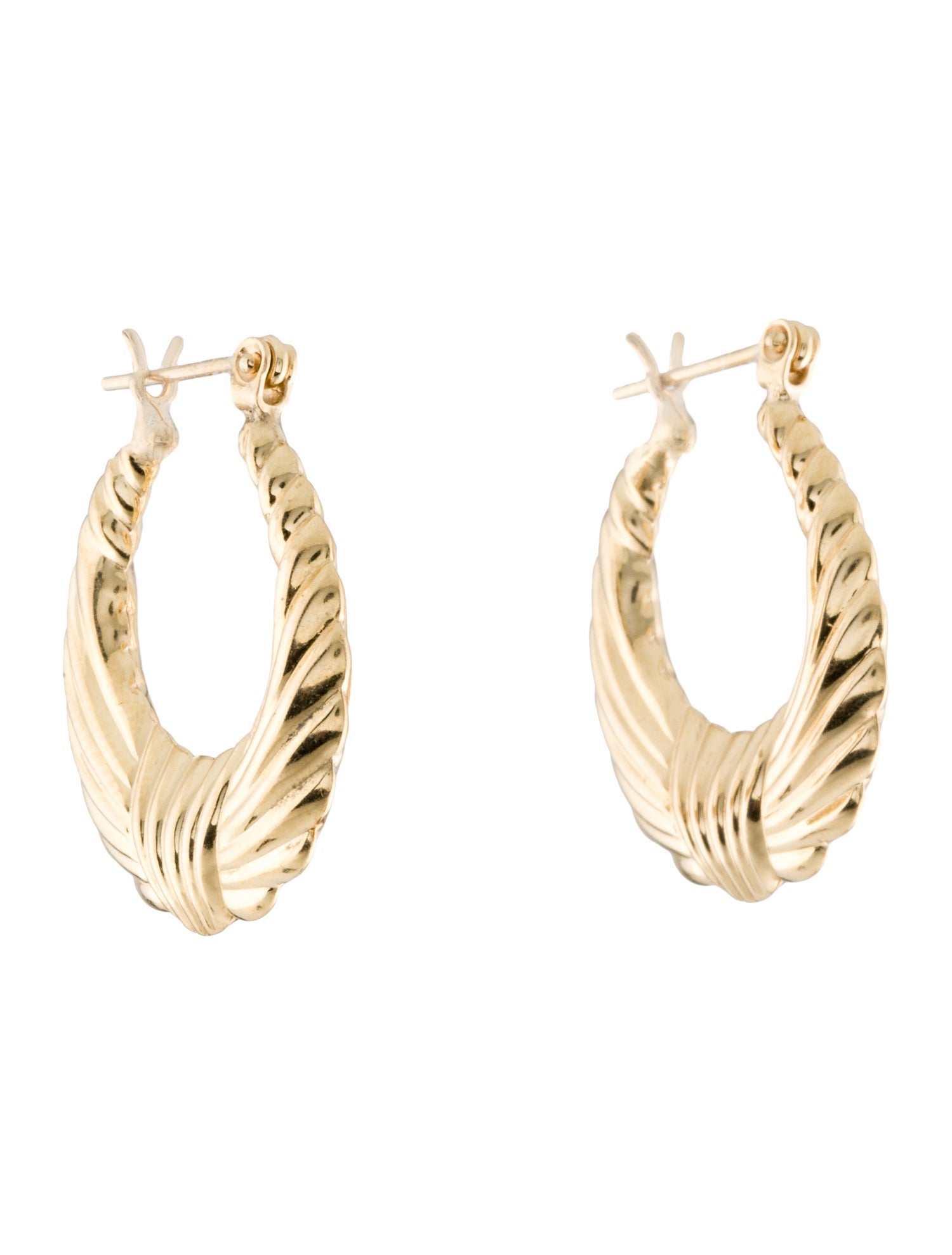 Earrings 14K Shrimp Hoop Earrings - 14K Yellow Gold Hoop, Earrings ...