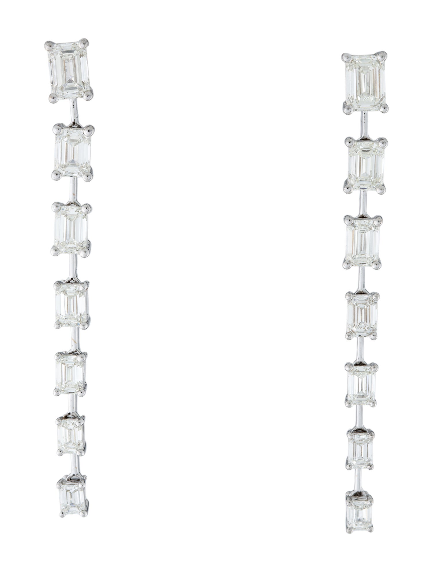 Earrings 18K 3.19ctw Diamond Graduated Drop Earrings - Rhodium-Plated ...