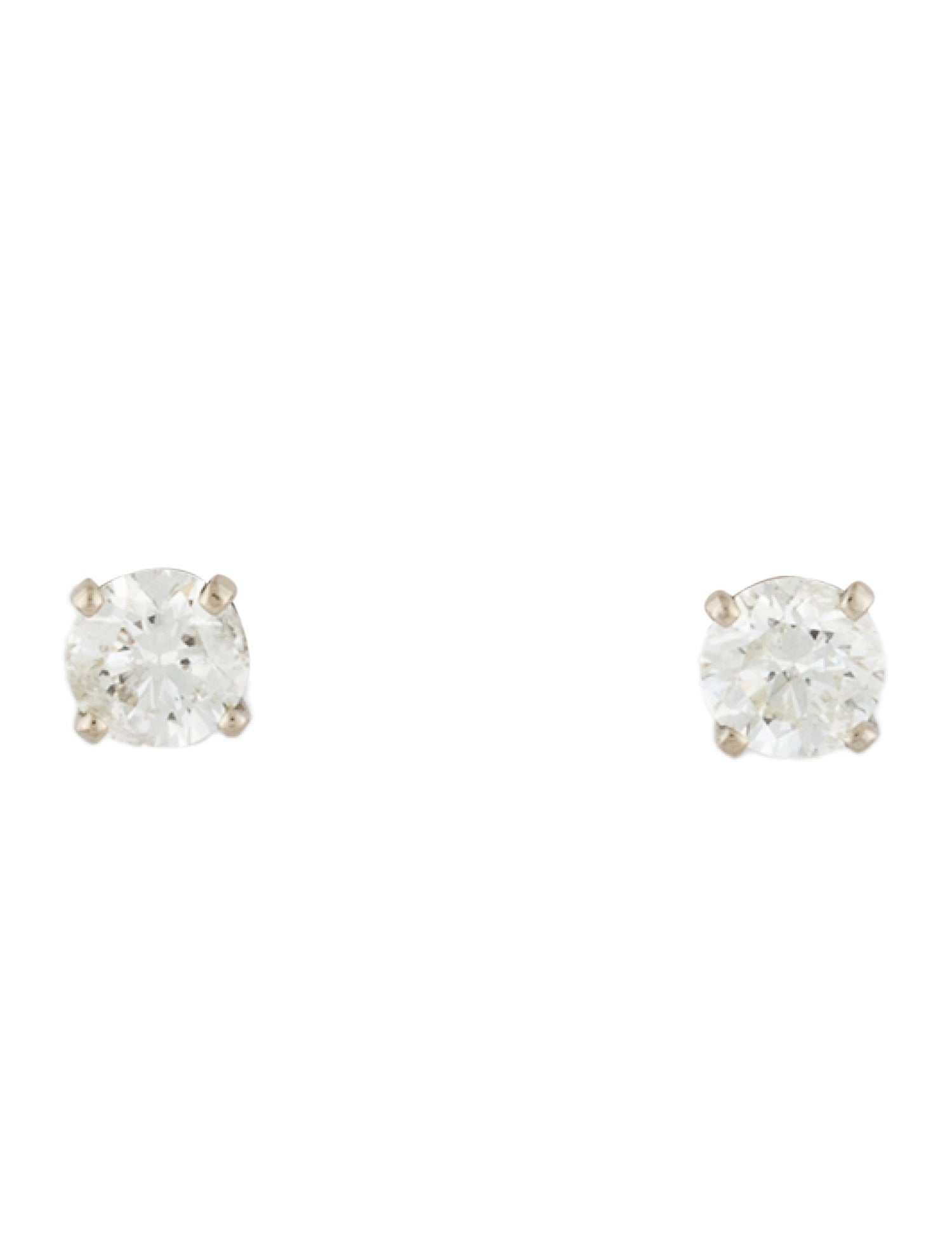Earrings 14K Diamond Solitaire Studs - 14K White Gold Stud, Earrings ...