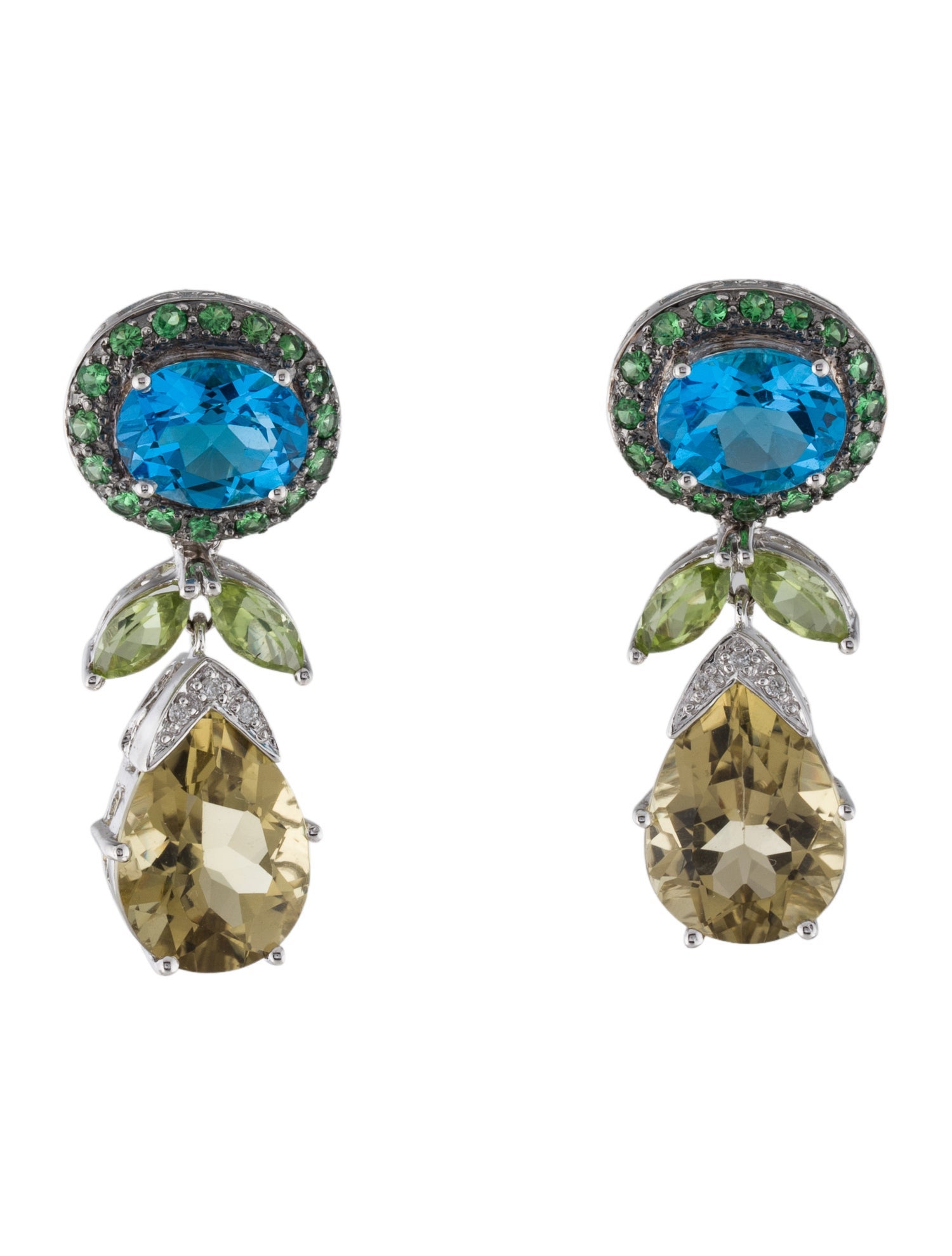 Earrings 14K Two-Color Diamond Drop Earrings - 14K Yellow Gold Drop ...