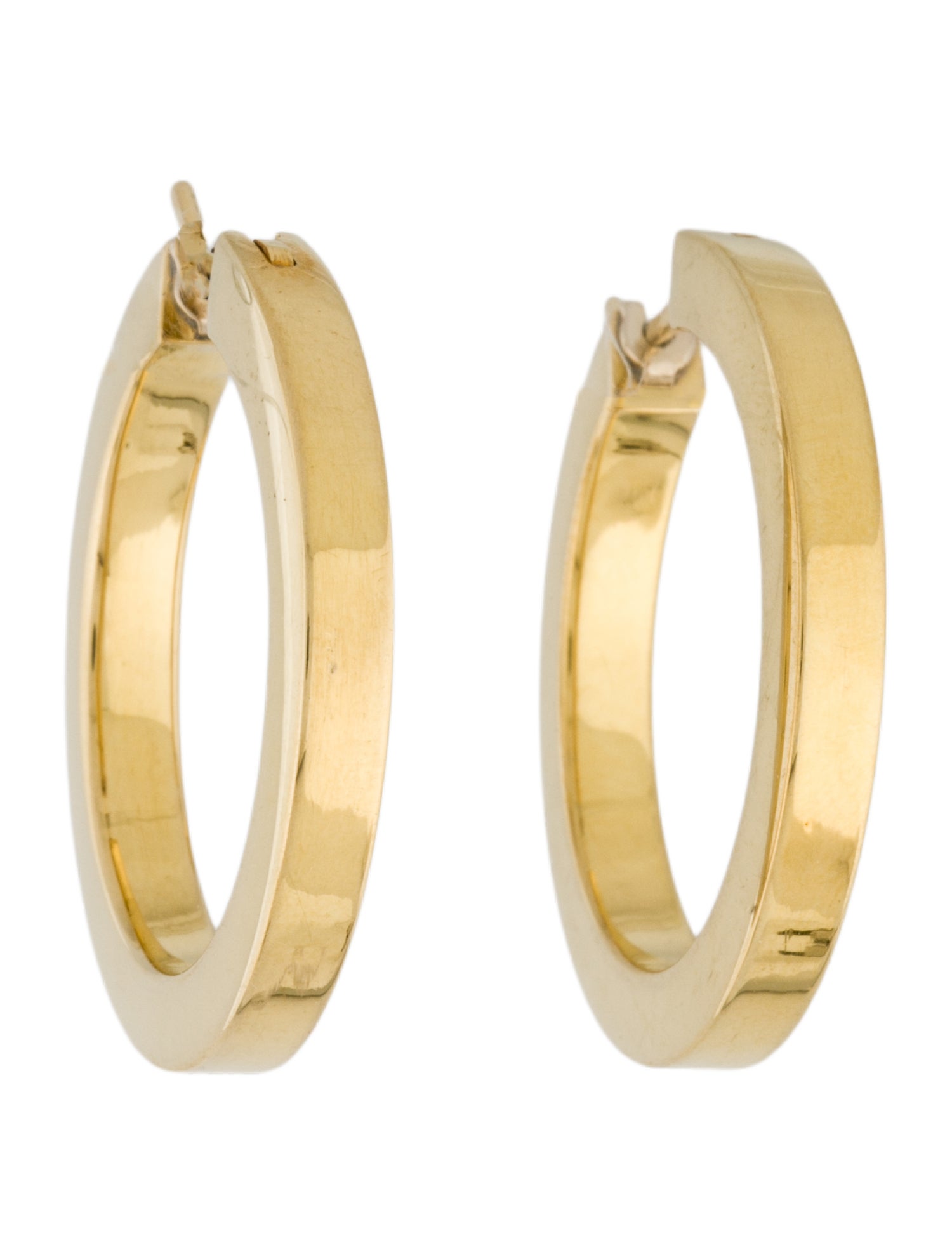 Earrings 18K Square Tube Hoop Earrings - 18K Yellow Gold Hoop, Earrings ...