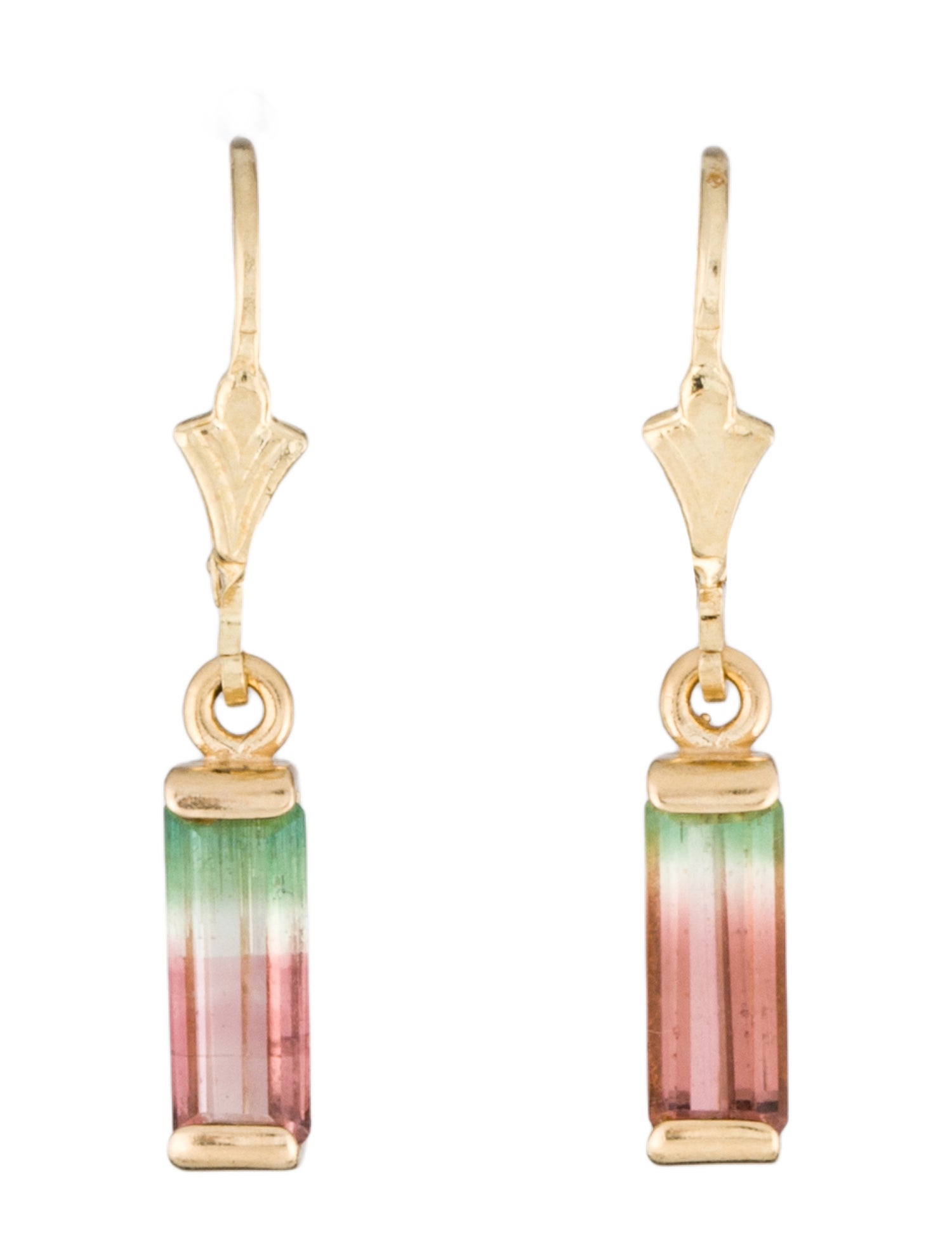 Earrings 14K 2.86ctw Parti-Colored Tourmaline drop Earrings - 14K ...