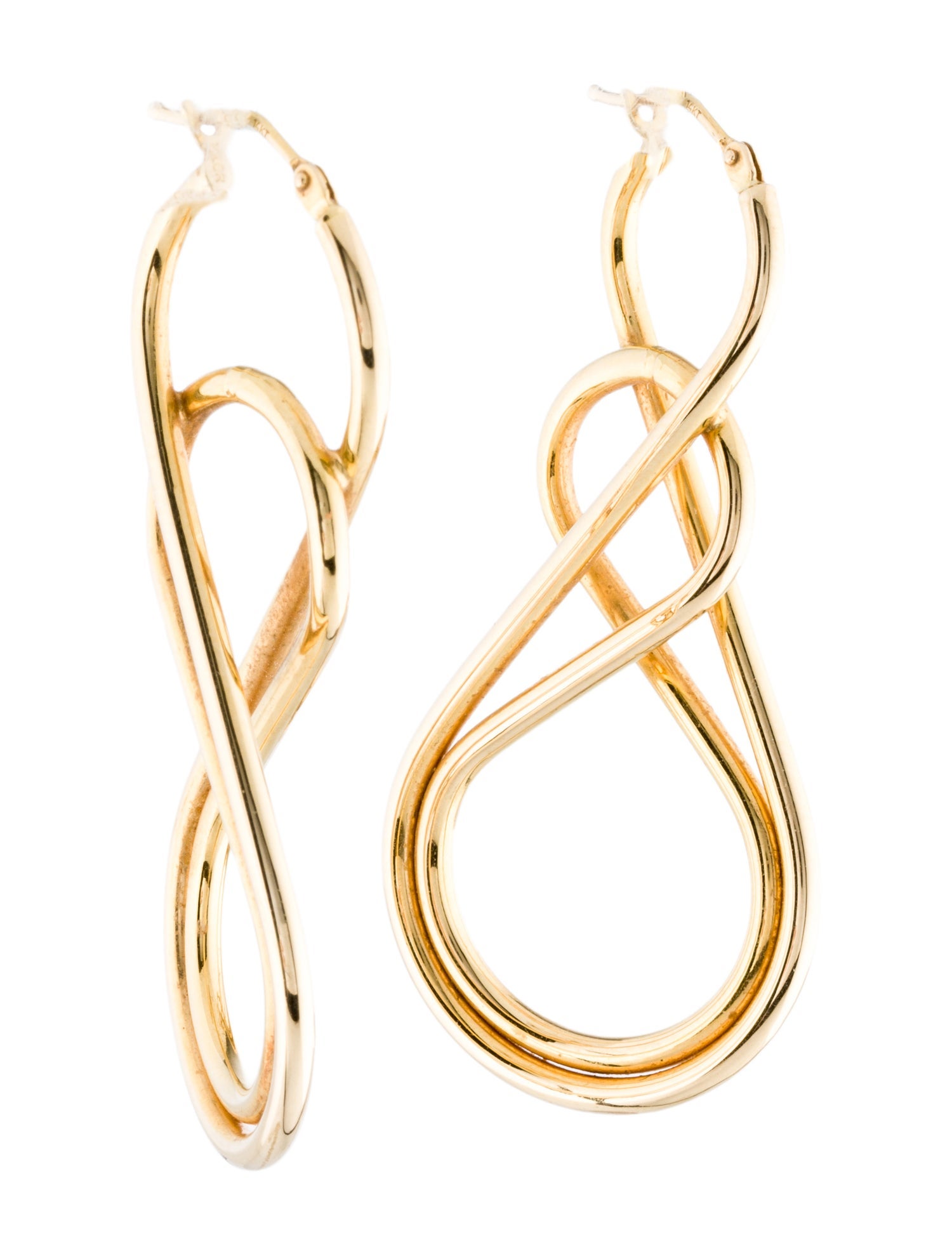 Earrings 14K Figure Eight Hoop Earrings - 14K Yellow Gold Hoop, Earrings - EARRI342807 | The ...