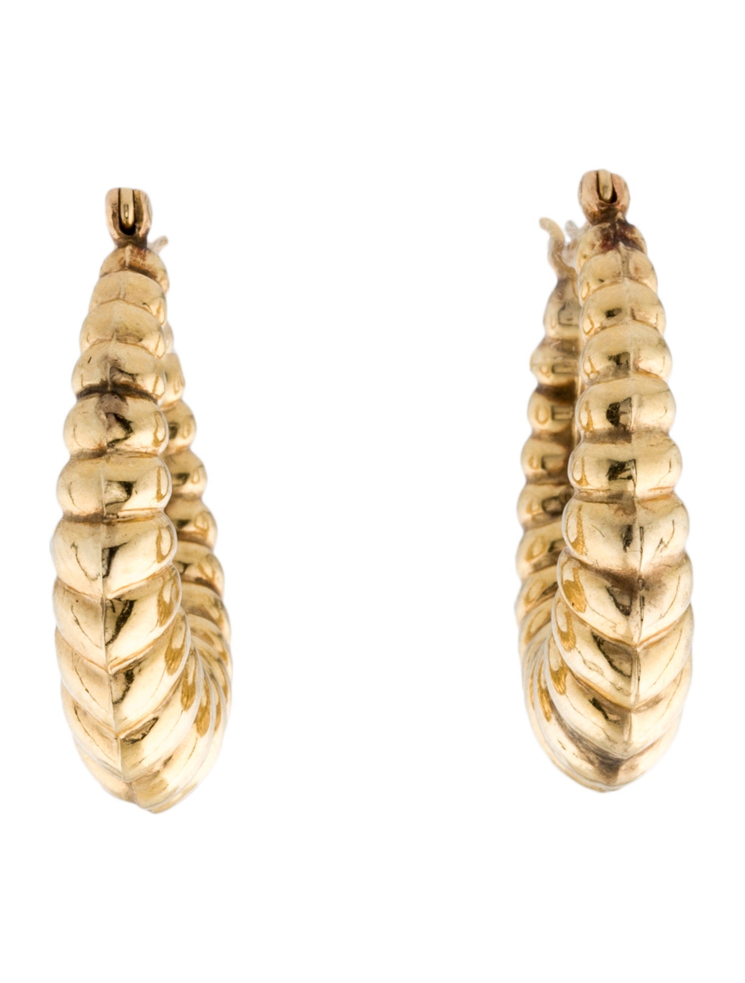 Earrings 14K Shrimp Hoop Earrings - 14K Yellow Gold Hoop, Earrings ...